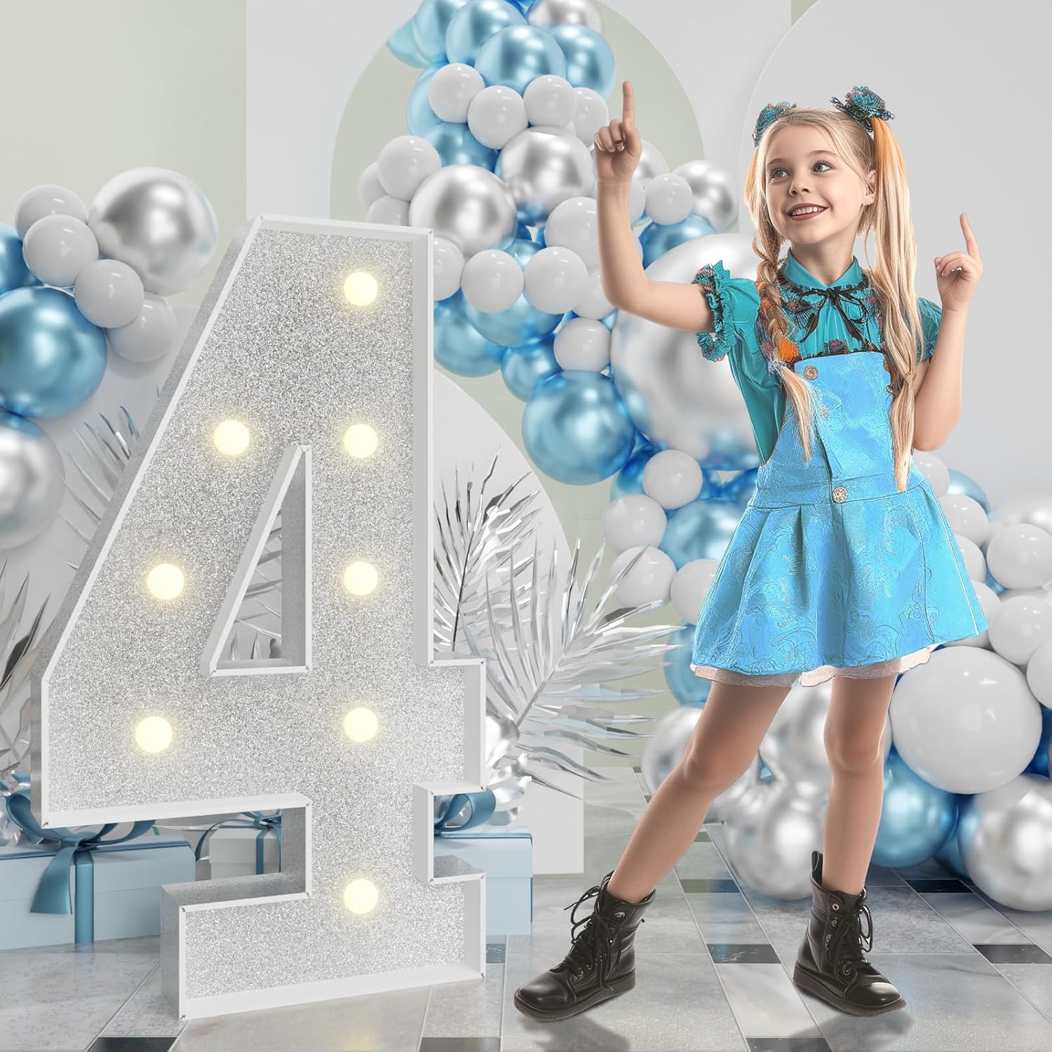 Amazon.com: imprsv Marquee Numbers Silver 3FT: Silver Party Decor ...