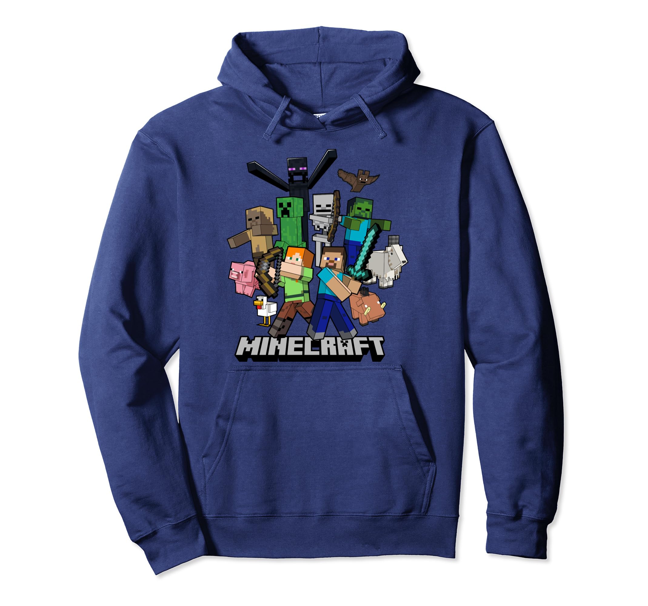 Amazon.com: Minecraft Heroes & Enemies Group Shot Pullover Hoodie ...