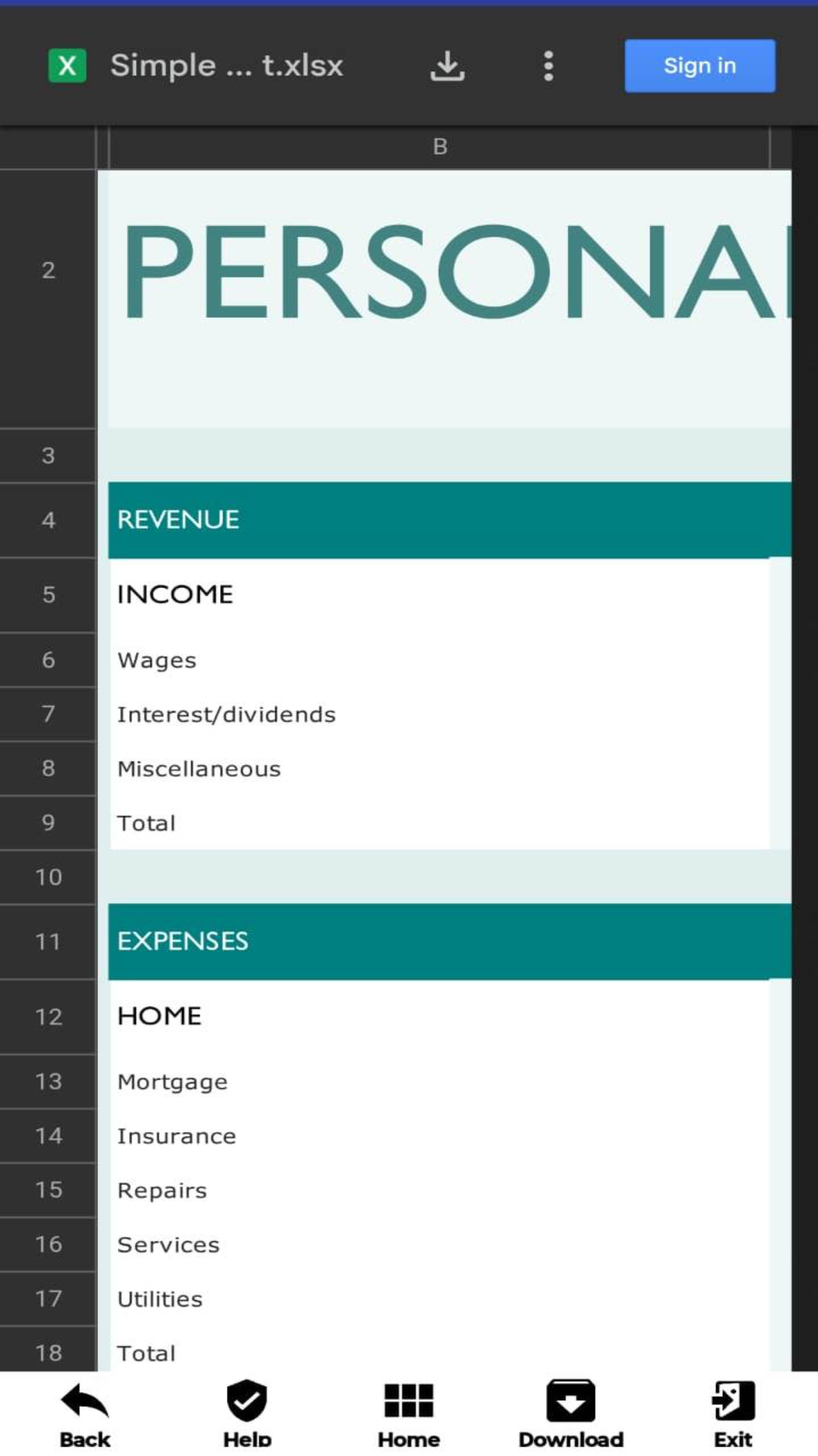 Monthly Budget Excel Sheets - App on Amazon Appstore