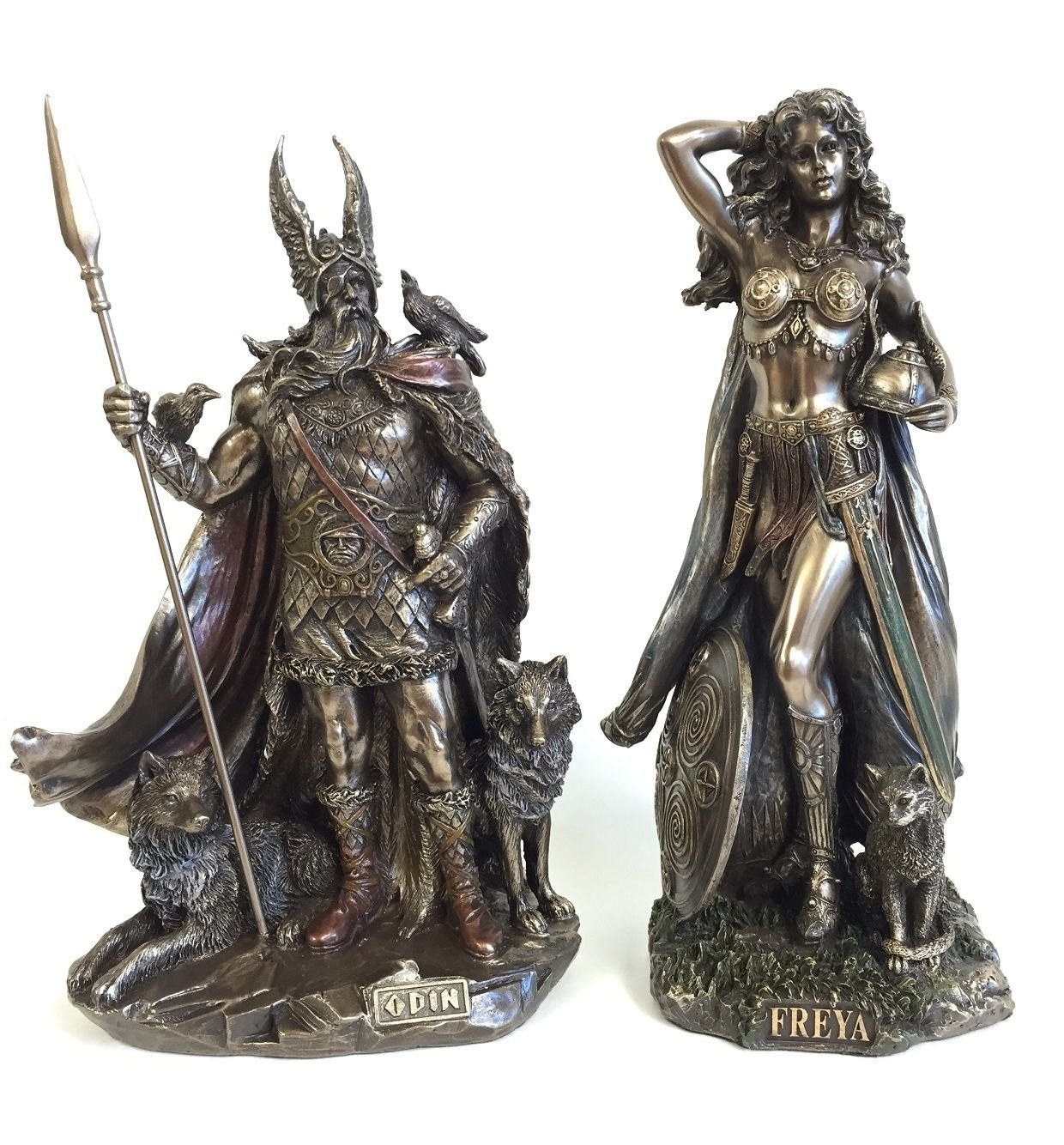 Norse Gods Odin And Freya Bronze Finish Statue Set | Desertcart INDIA