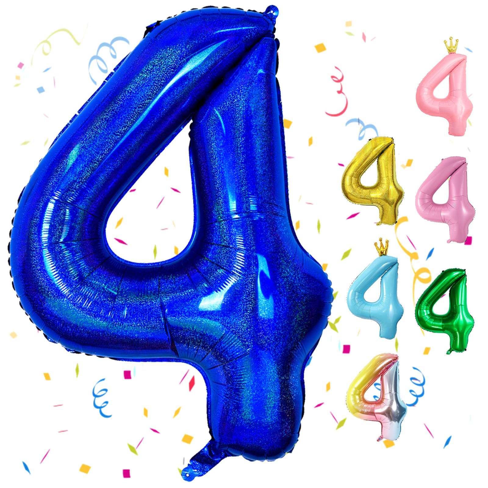 Amazon.com: Dark Blue Number 4 Balloons, 4th Birthday Balloon, 40inch ...