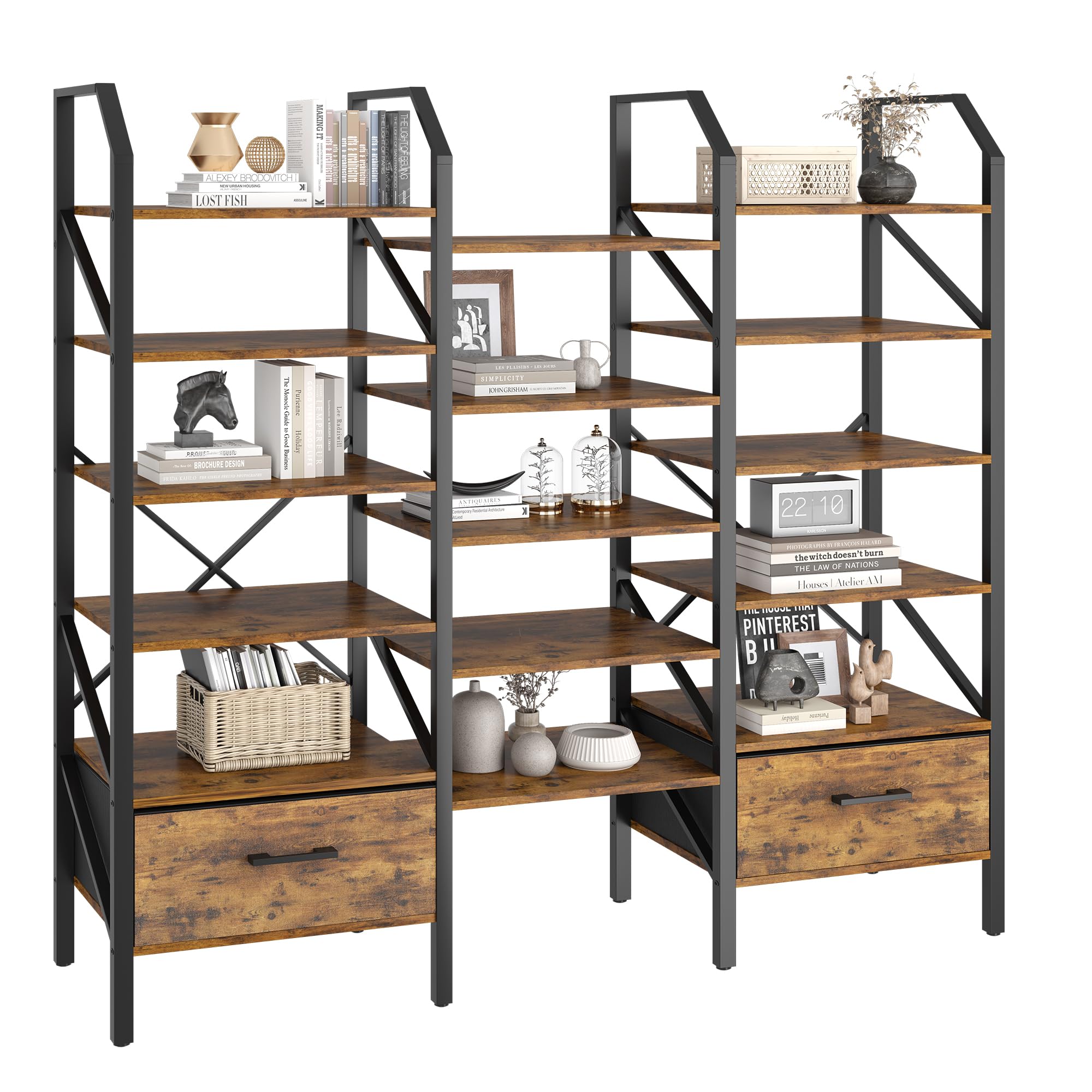 Snapklik.com : YESHOMY Triple 6 Tier Bookshelf