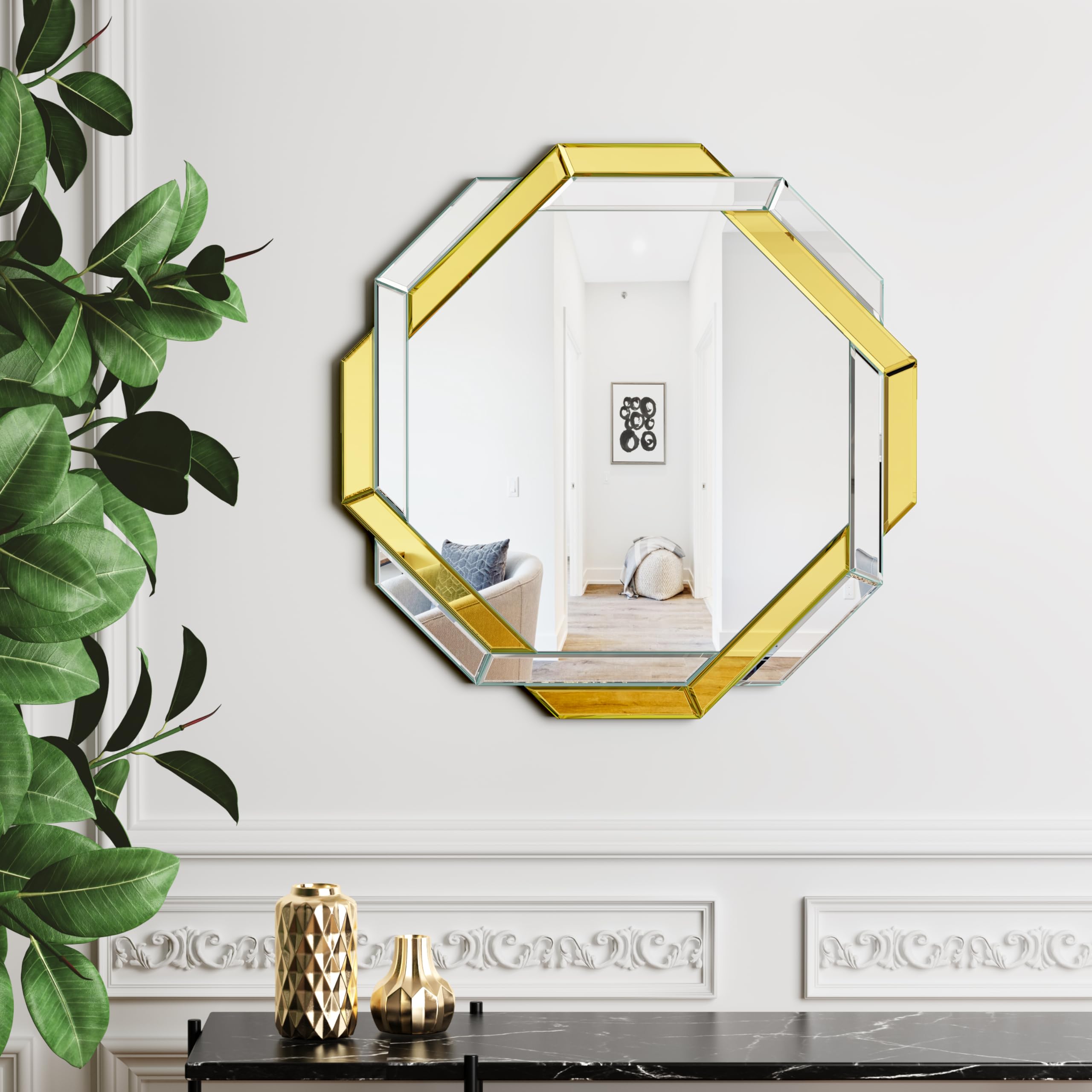 Amazon.com: Menscha Gold Bathroom Mirror-23.6”X23.6” Wall Mirrors ...