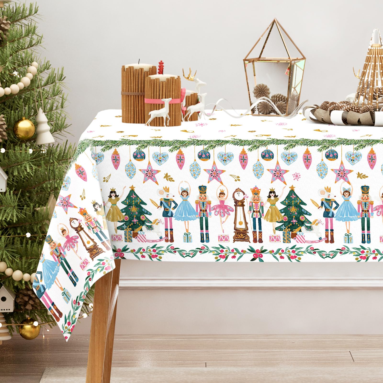 Amazon.com: JarThenaAMCS Christmas Tablecloth Pink Watercolor ...