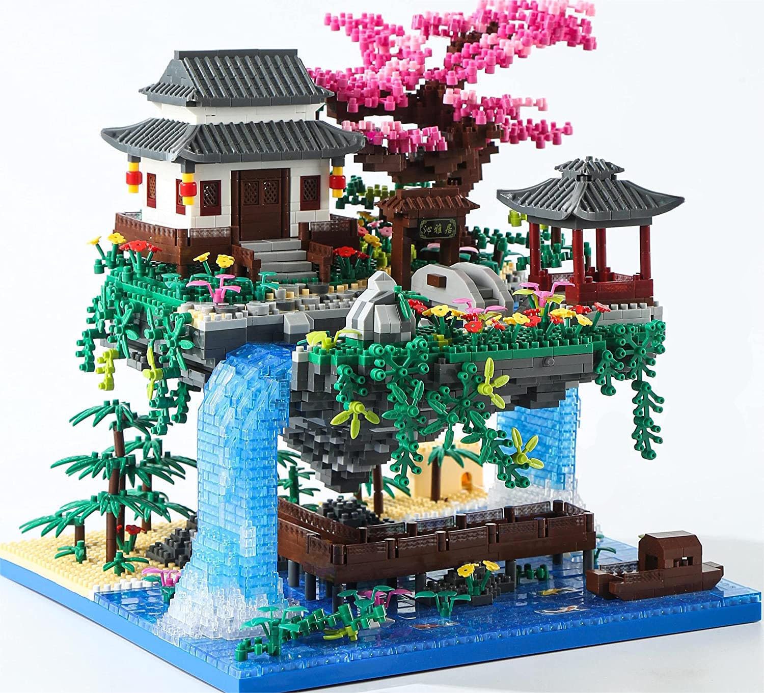Minxtech Pfirsichblüten Teich Architektur Mini Baustein, 3320 Teile Peach Blossom Pool ...