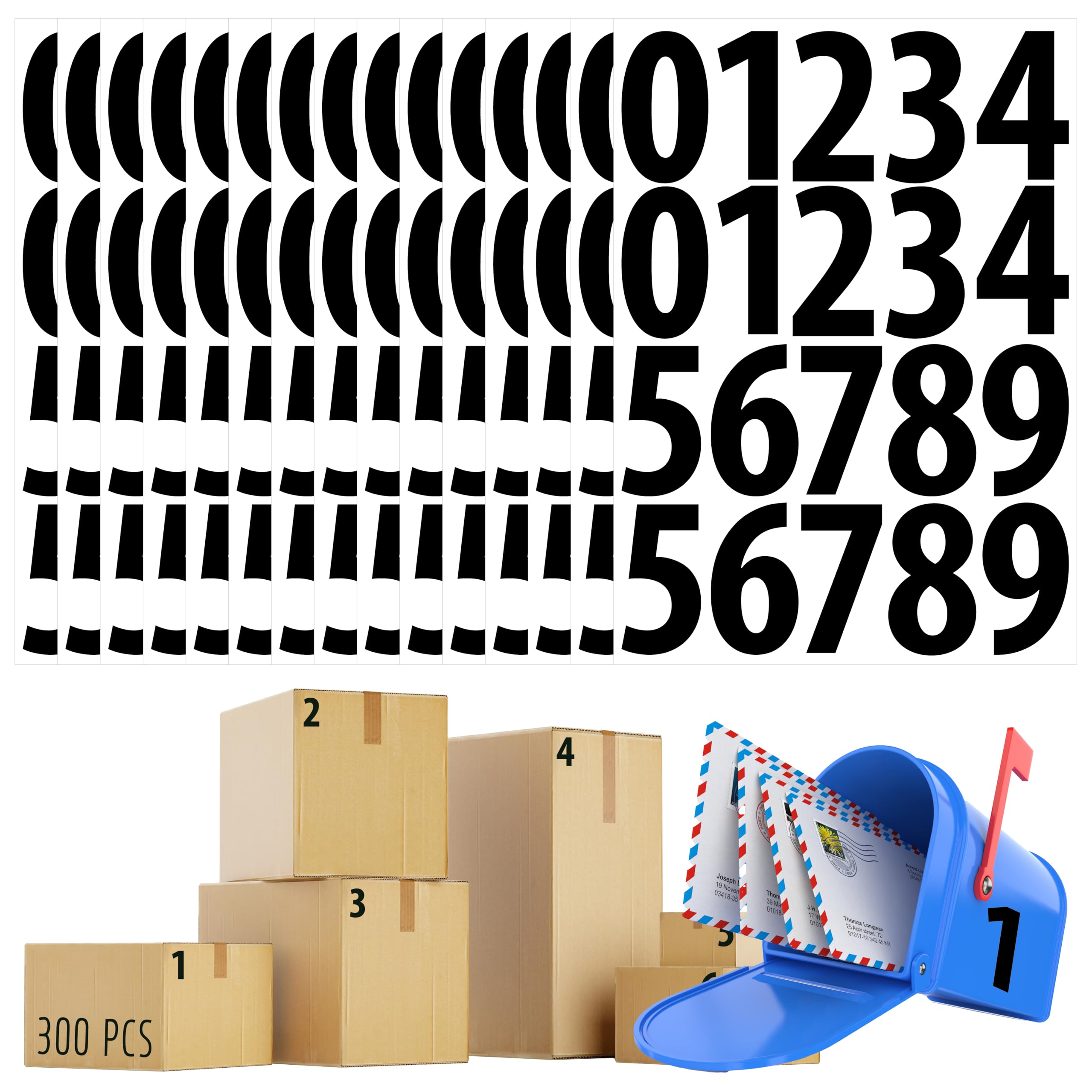 Amazon.com: 300 PCS Number Stickers, 3" Waterproof Vinyl Number ...