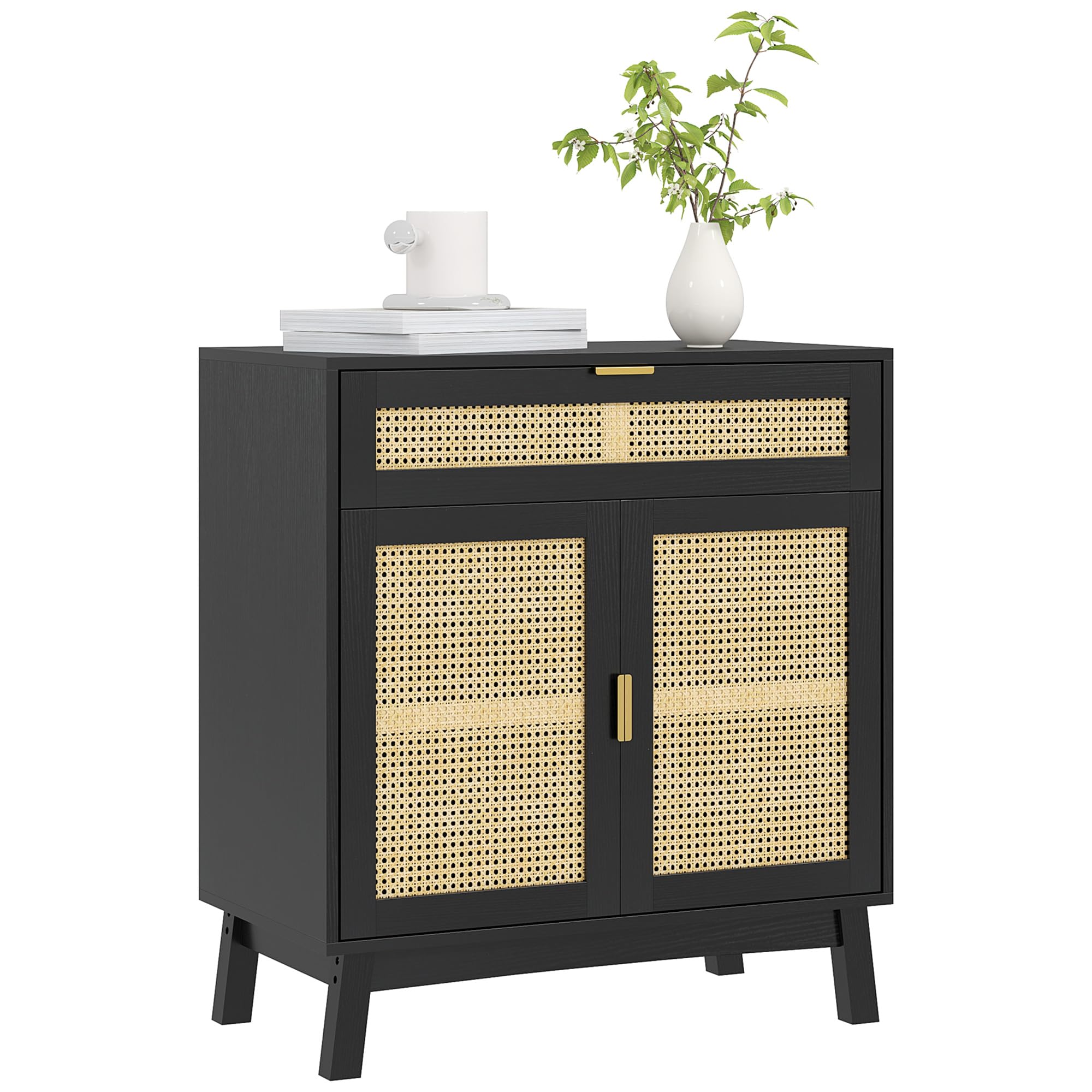 HOMCOM Boho Sideboard Storage Cabinet with Rattan Doors - Instruction ...
