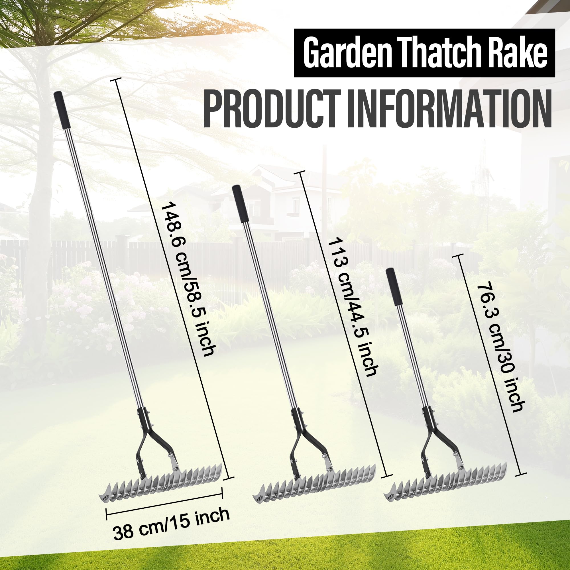 Snapklik.com : YEELOR Thatch Rake - 15-Inch Wide Adjustable Handle ...