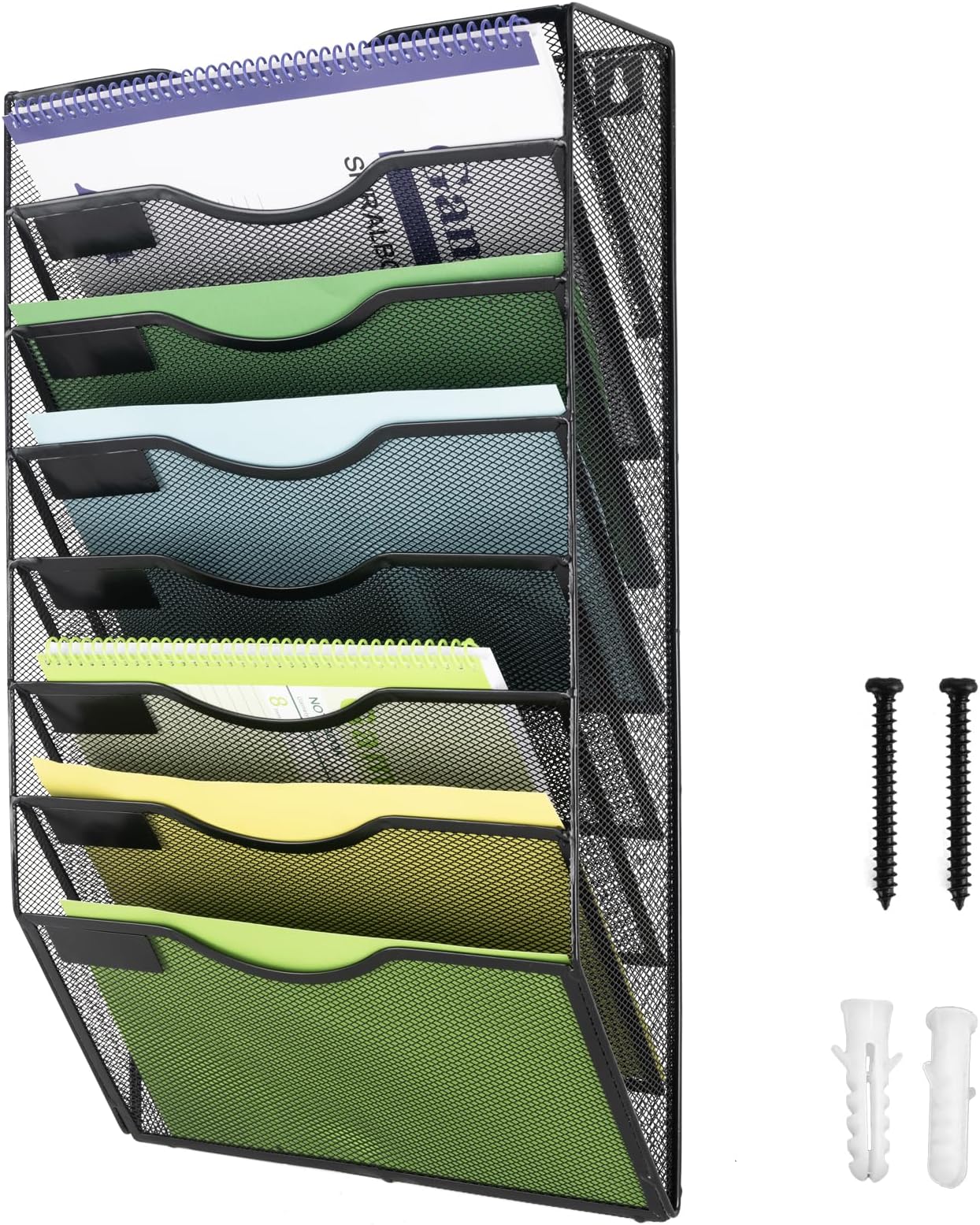 Amazon.com : VECKYJL Wall File Organizer, Hanging Paper Organizer, 8 ...