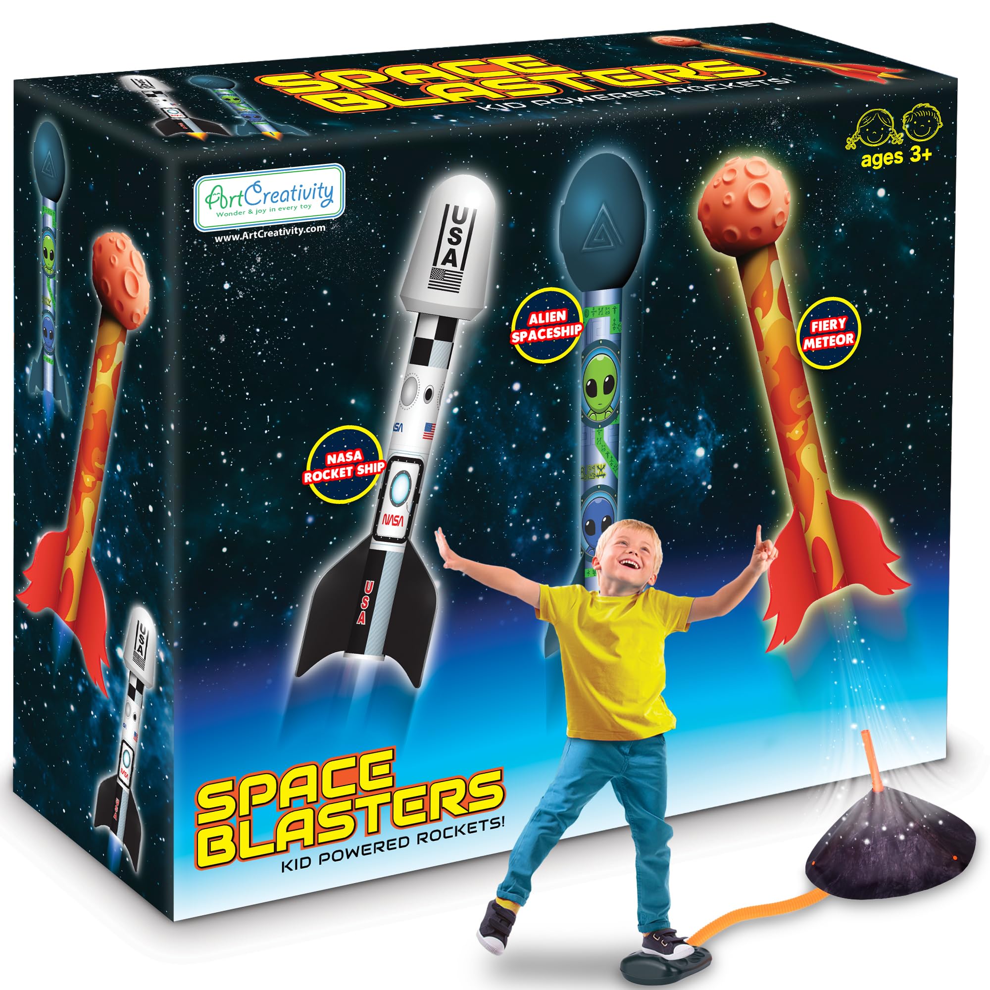 Amazon.com: ArtCreativity Space Rocket Launcher for Kids - Includes 3 ...