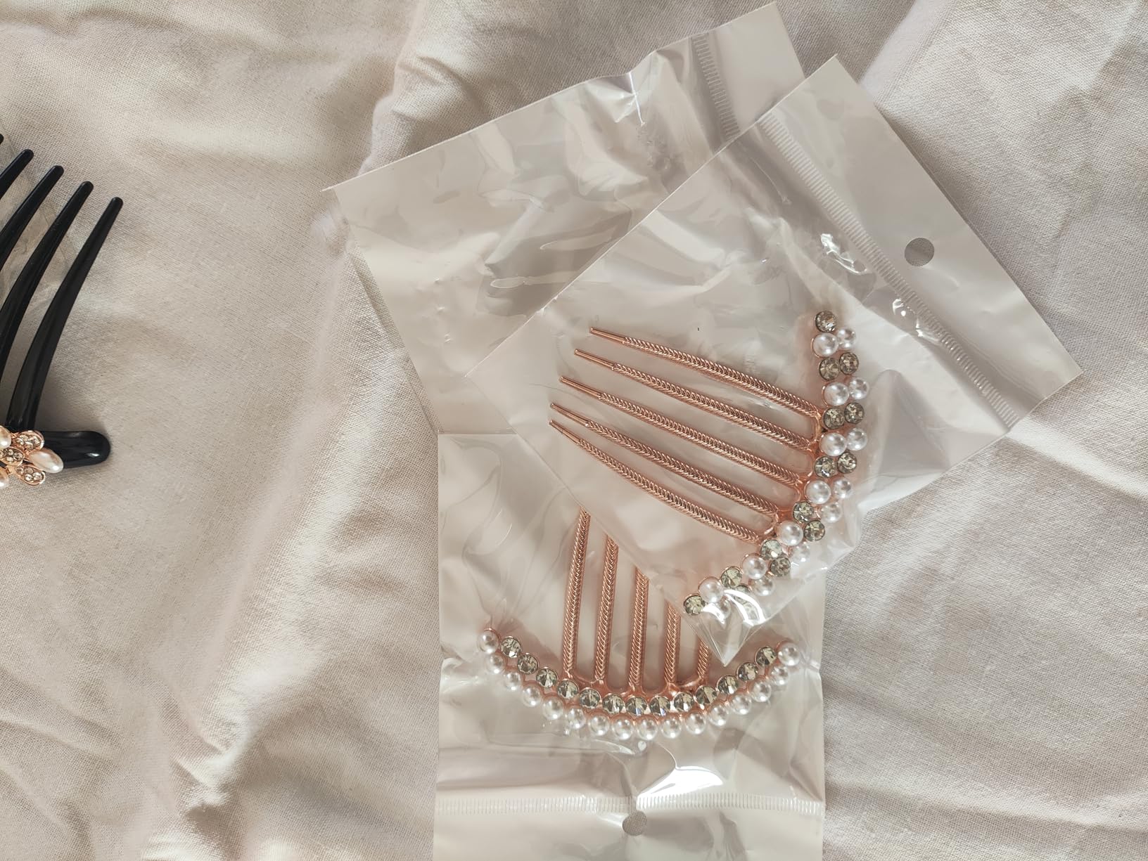 PALAY® 3 Pcs Pearl Claw Hair Clips Side Comb Rhinestone French Hairpins ...