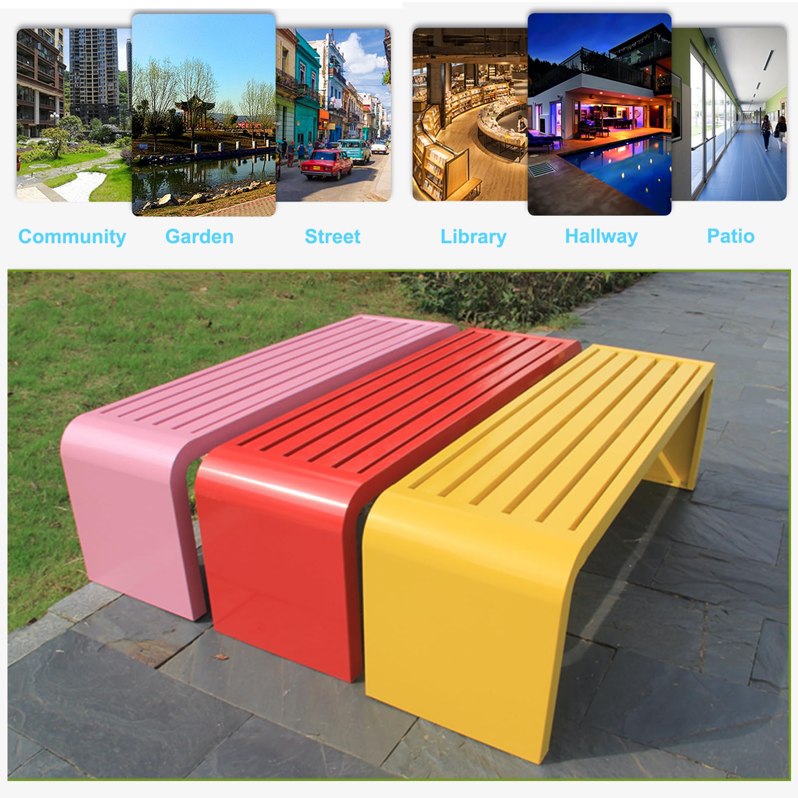 Contemporary Metal Park Benches