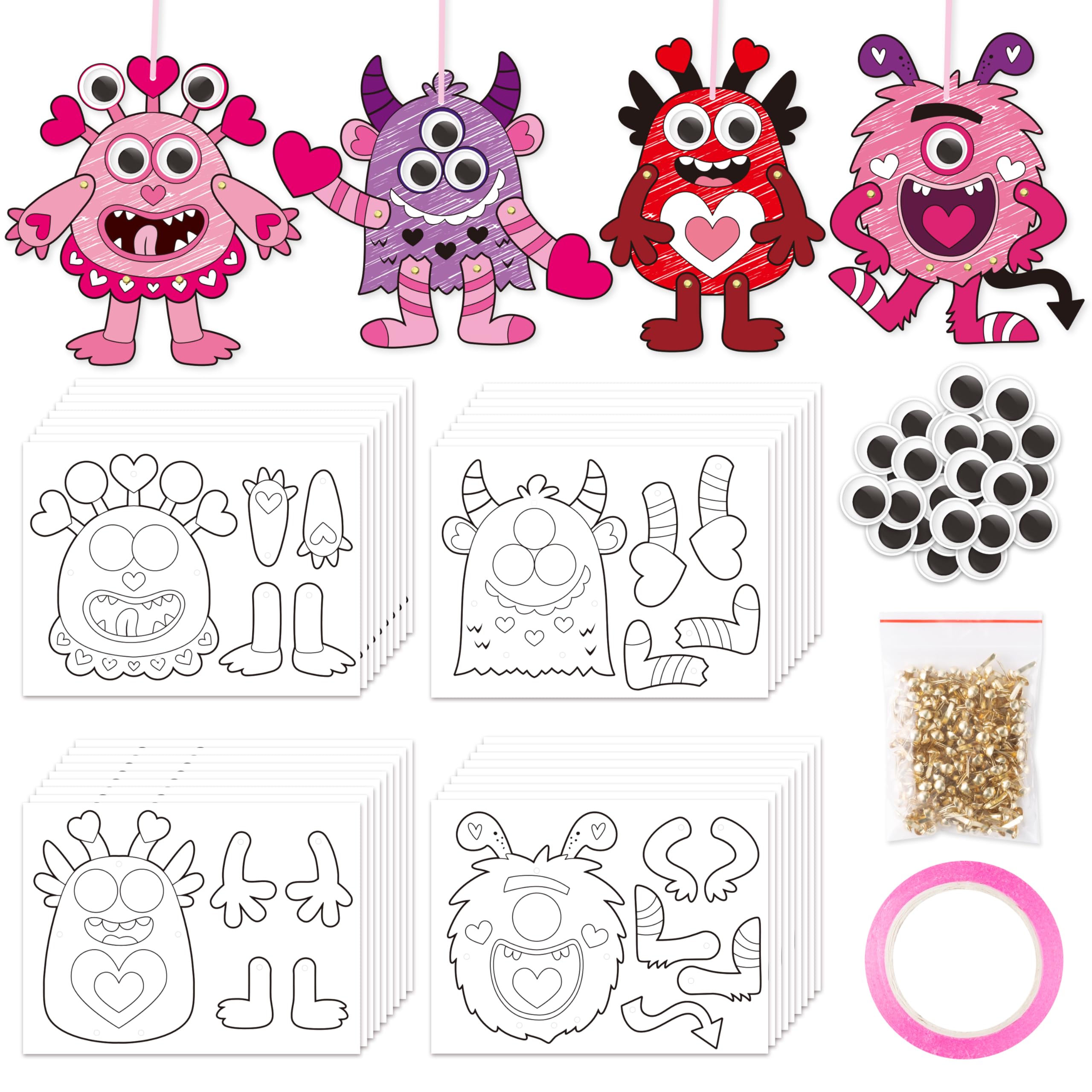 Amazon.com: WATINC Valentine’s Day Monster Craft Kit - 36Pcs Color Your ...