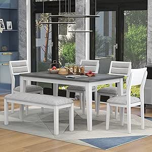 Amazon.com - Merax Classic and Traditional Style 6-Piece Wooden Dining ...