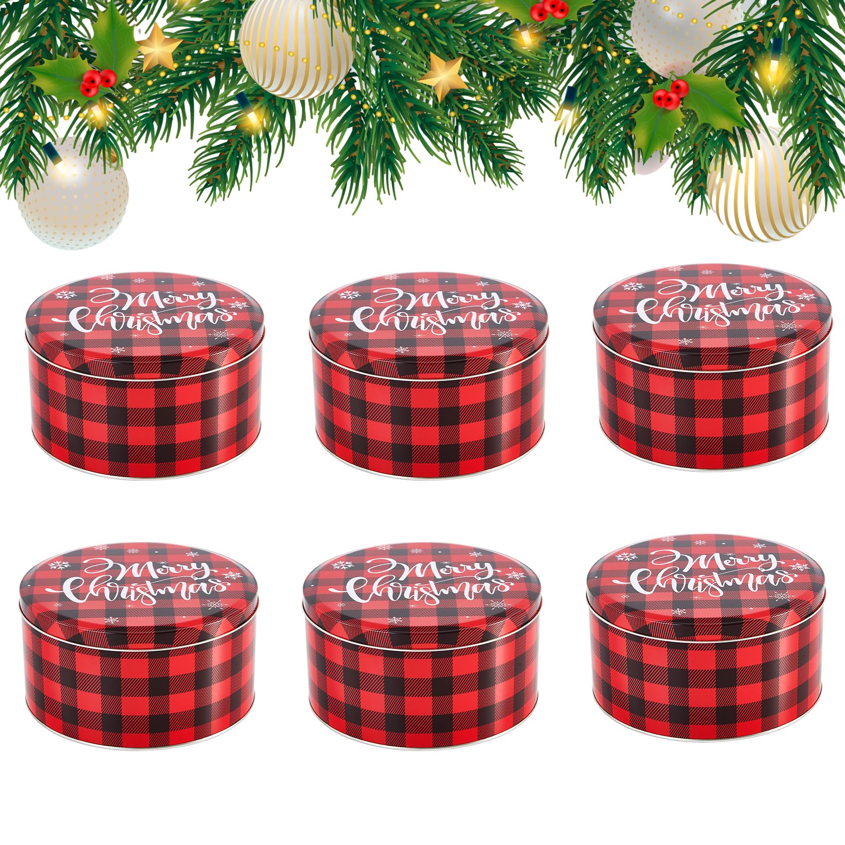 Amazon.com: 6.5Inch Christmas Cookie Tins, Cookie Tins with Lids for ...