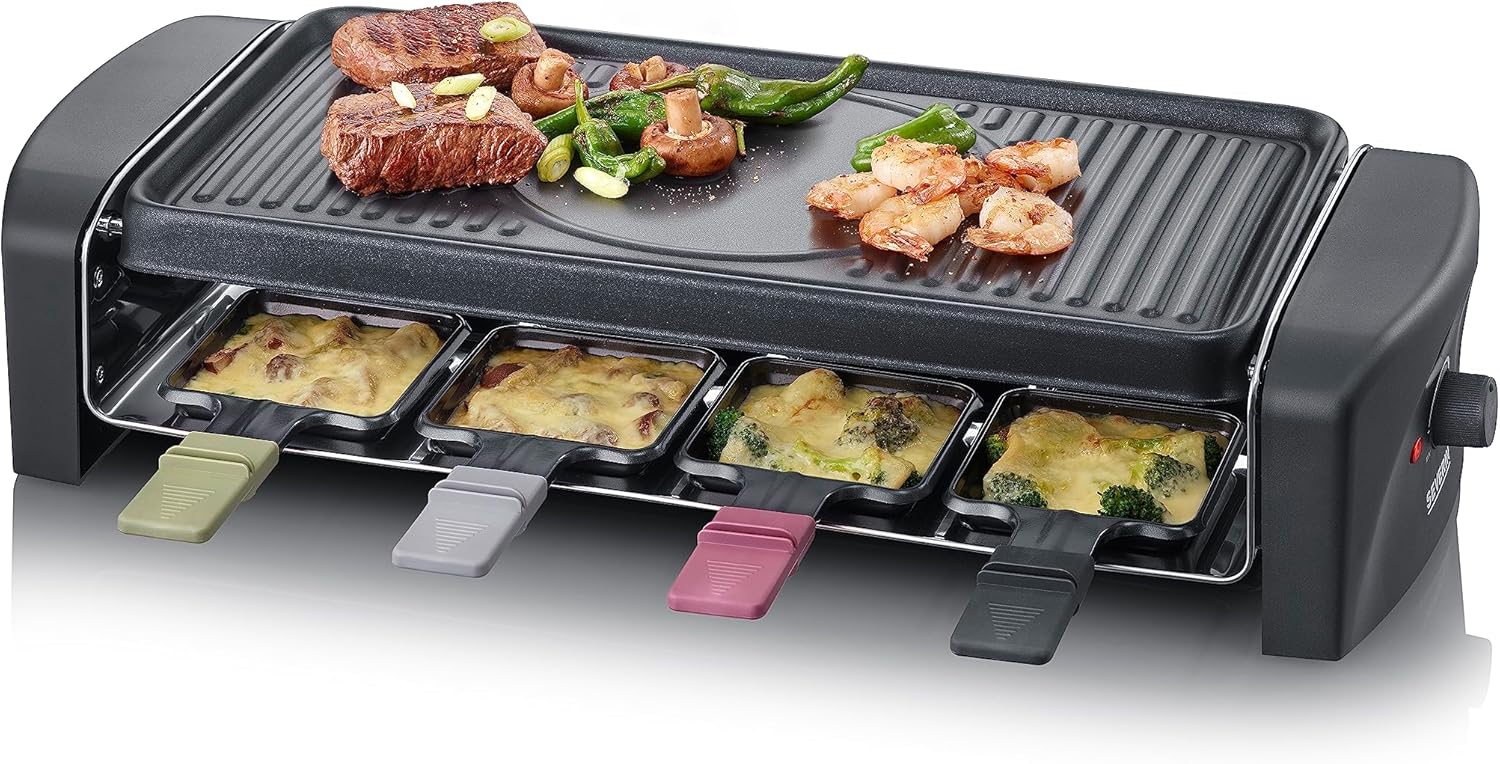 Amazon.de: SEVERIN Raclette-Grill, Raclette mit großer antihaftbeschichteter Grillplatte und 8 ...