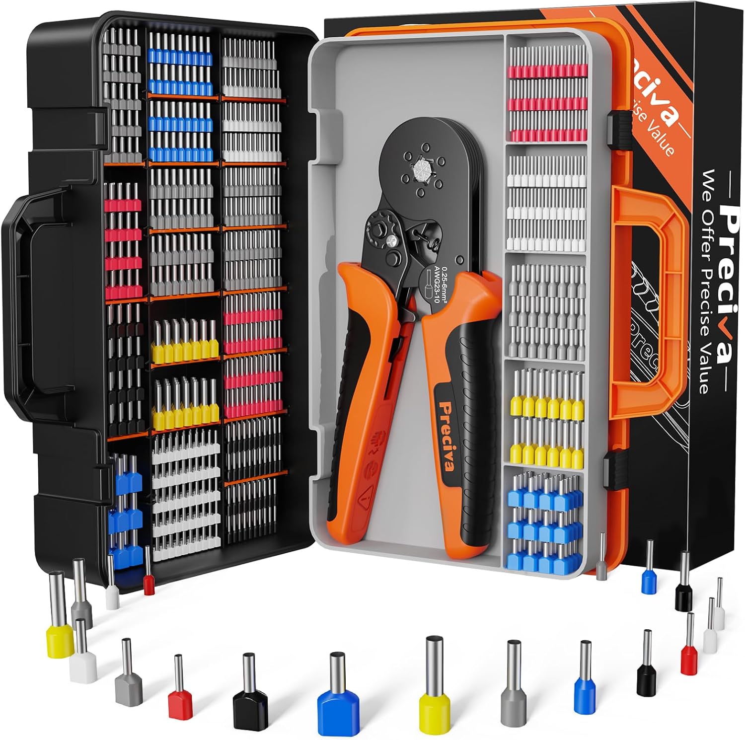 Preciva Ferrule Crimping Tool Kit, Hexagonal Ferrule Crimper AWG23-10/0 ...