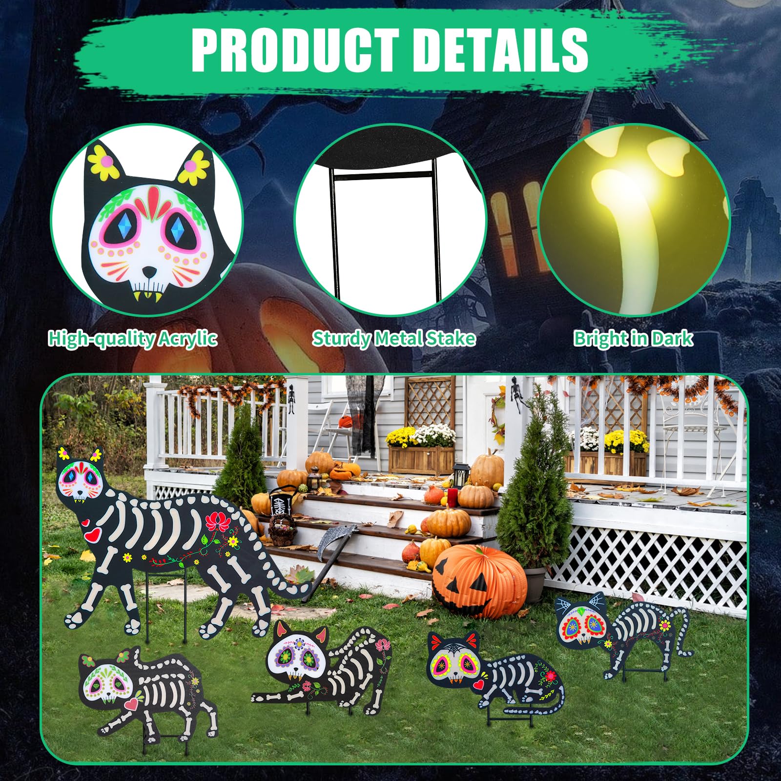 Funny Cat Yard Signs, 5PCS Lighted Cute Cat Kitty, Cat Lover Gifts Cats ...