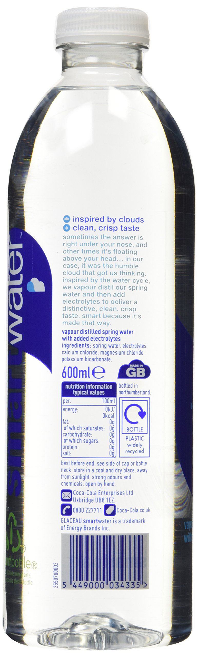 Smartwater Nutrition Label Smart Water Glaceau