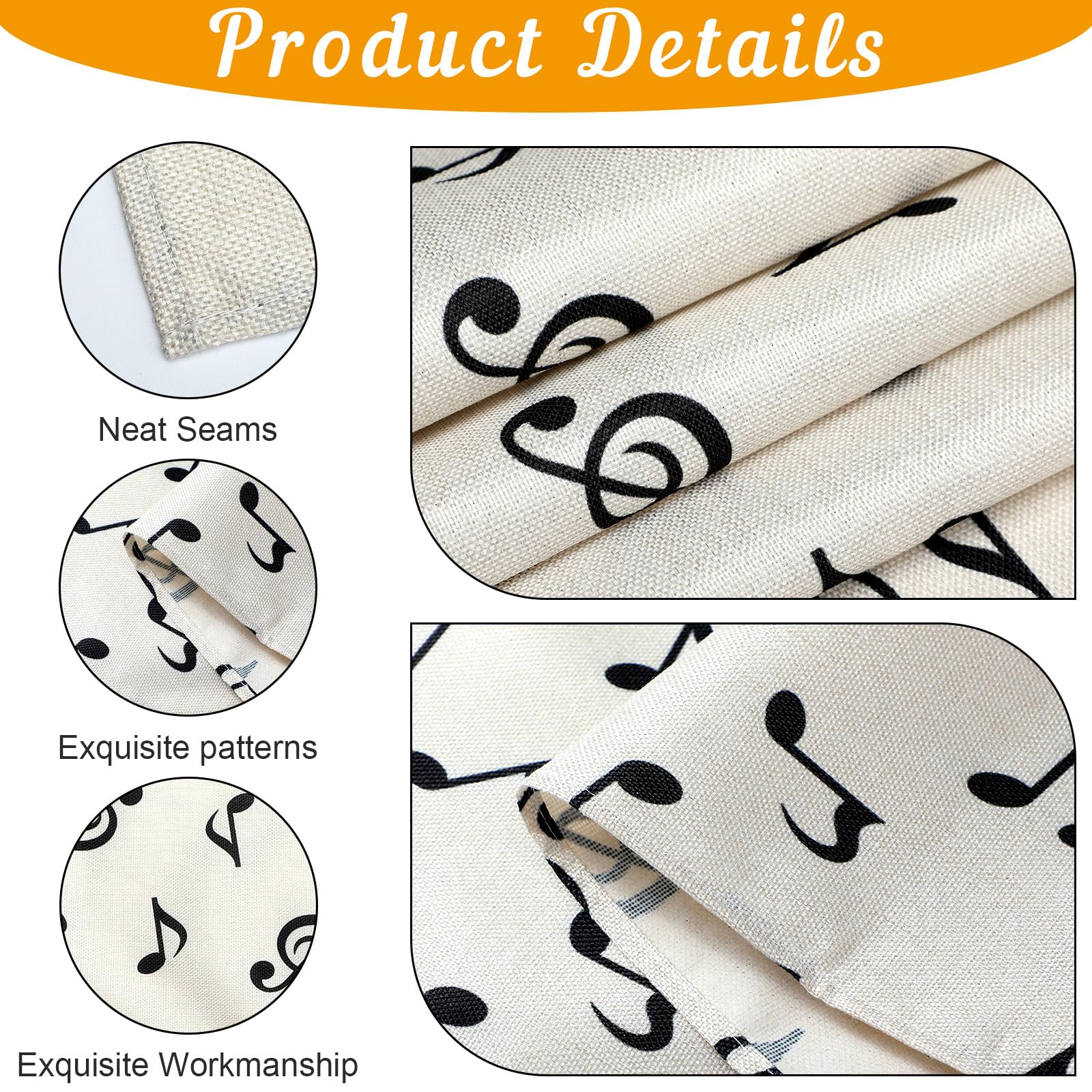 Snapklik.com : Peryiter 4 Pcs Linen Music Table Runner Musical Notes ...