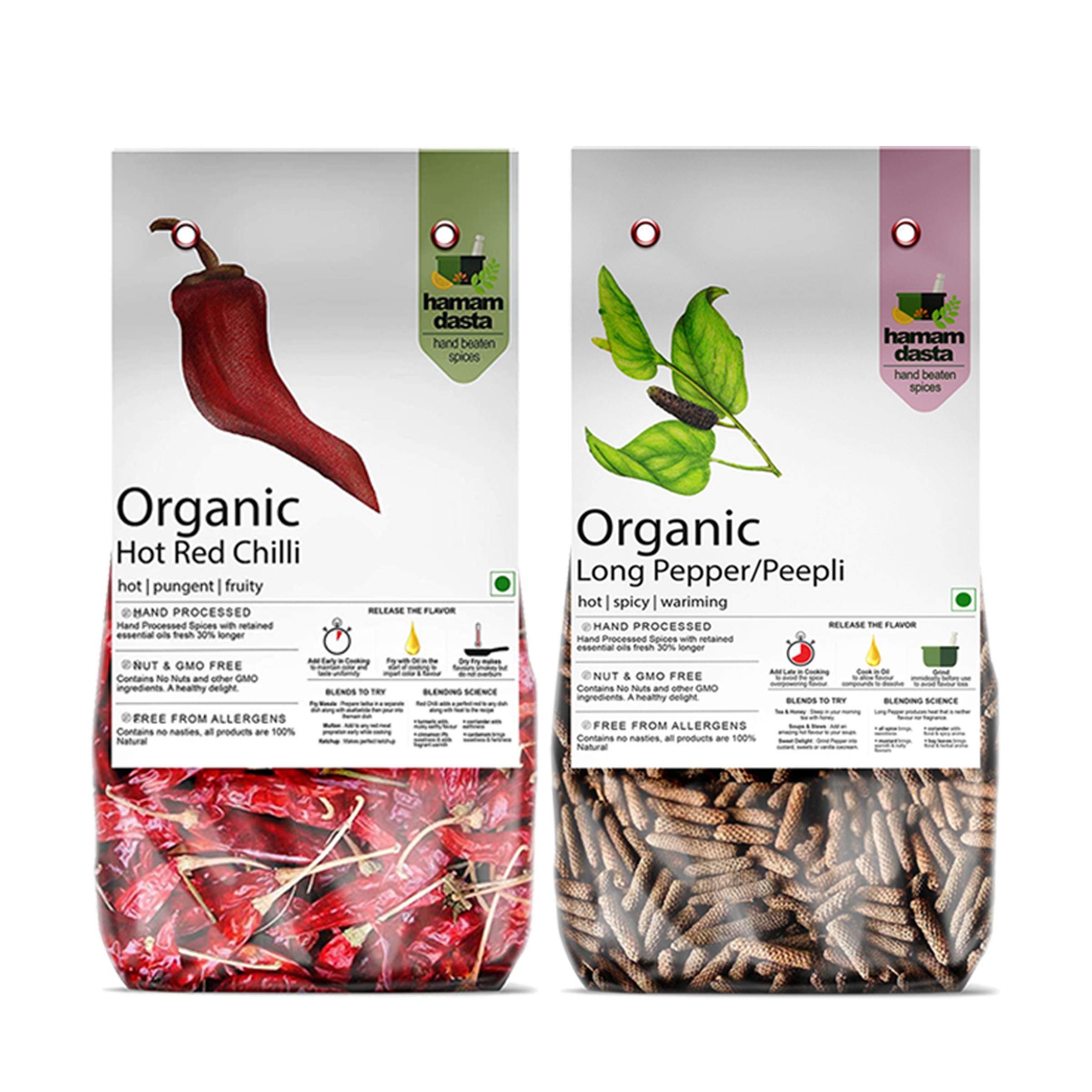 Buy HamamDasta® Mathania Red Chilli Laal Mirchi 200gm & Long Pepper ...