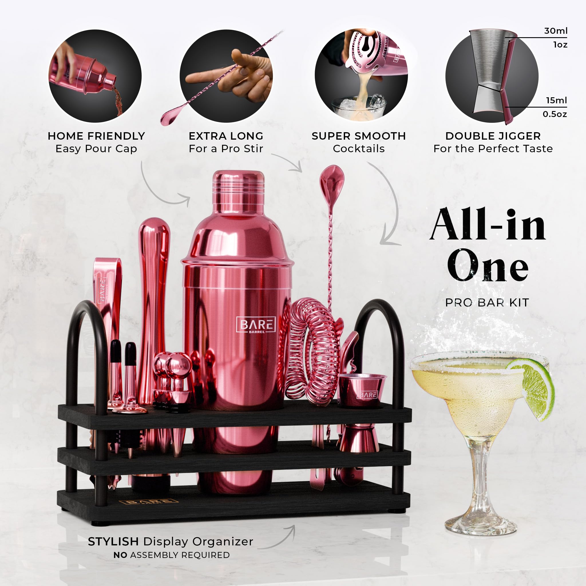 Snapklik.com : BARE BARREL Mixology Bartender Kit Bar Set 14-Piece ...