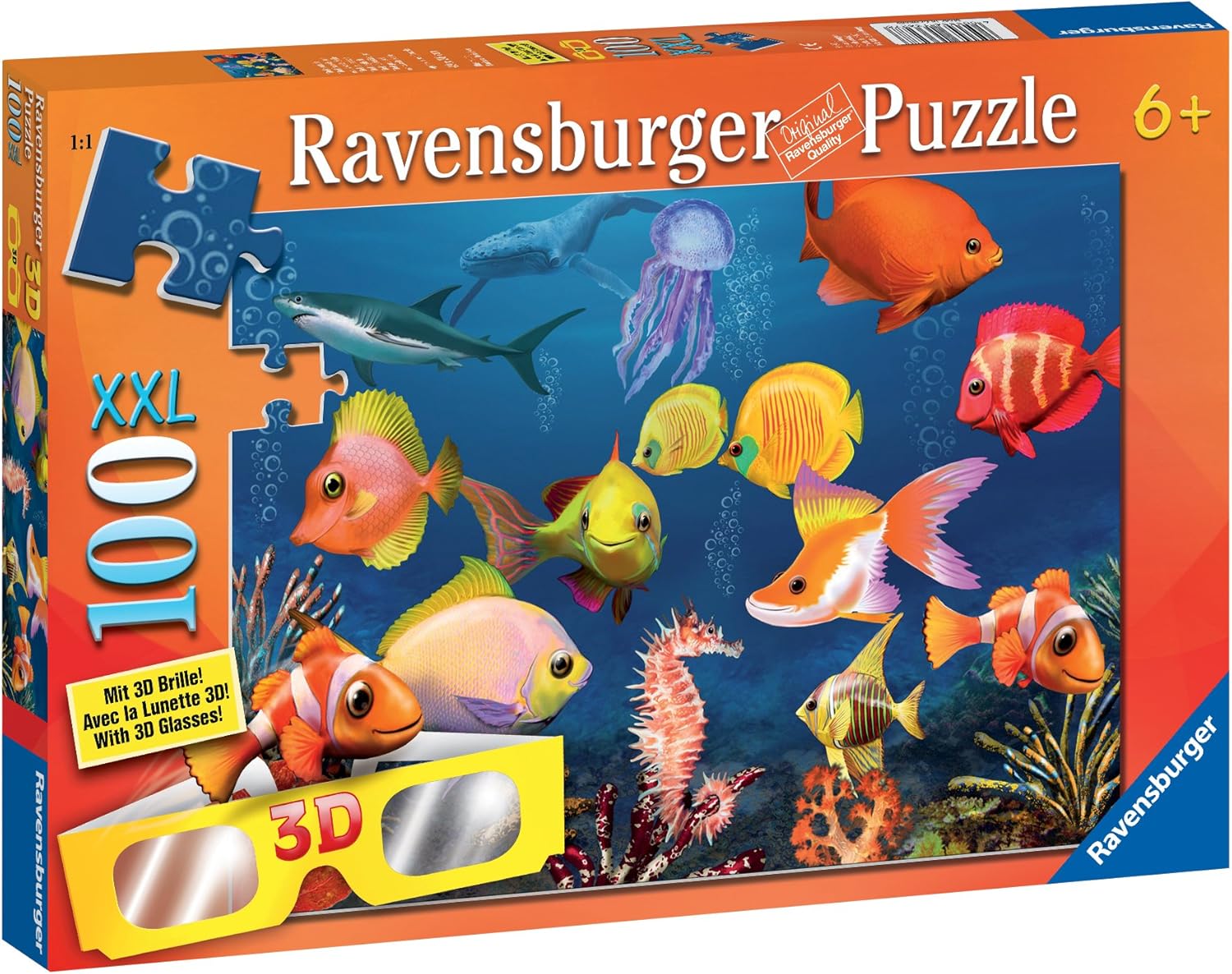 Ravensburger Puzzle Con Dise o De Mundo Submarino Incluye Gafas 3D