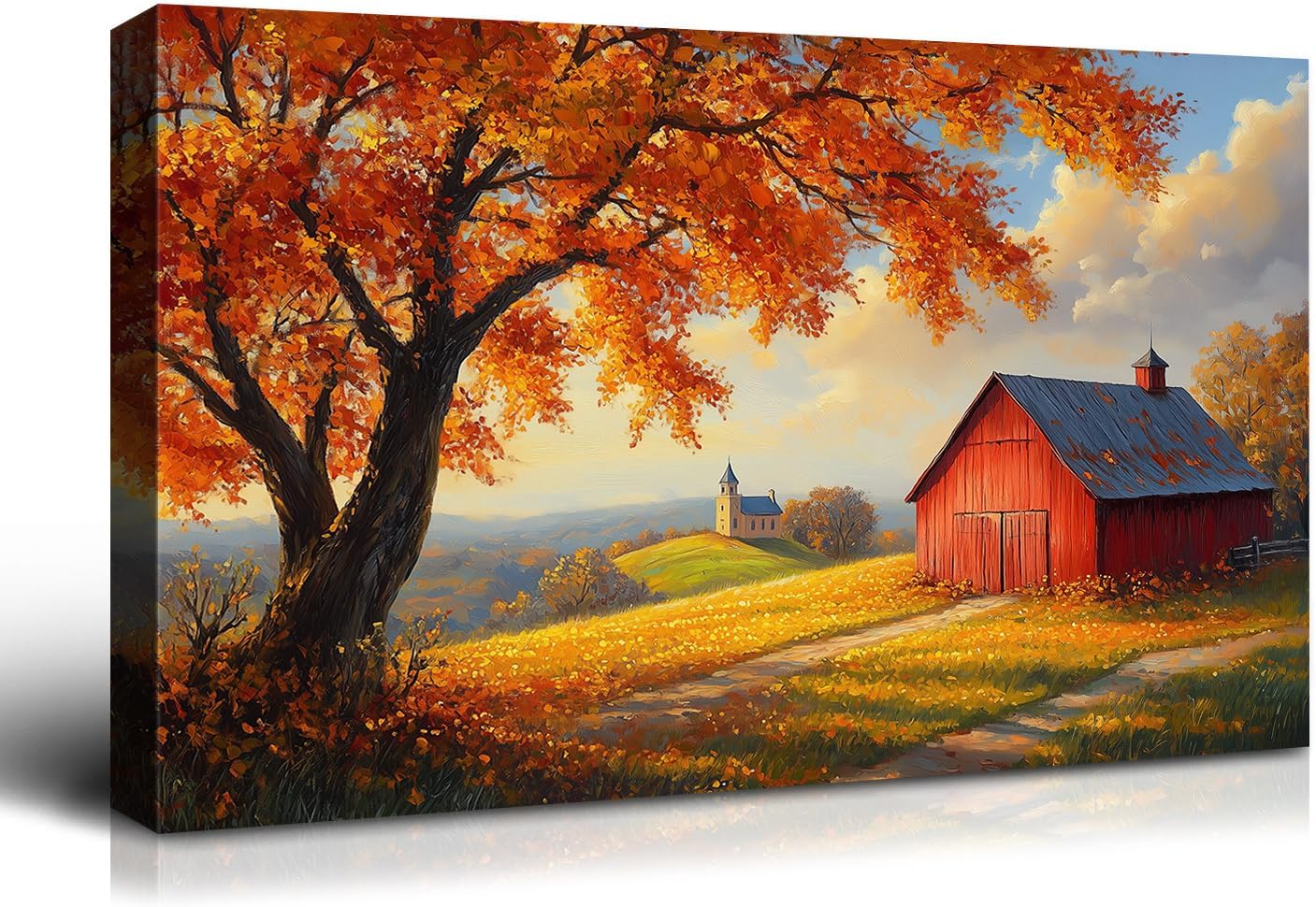 Amazon.com: Dimpoli Rustic Old Barn Canvas Wall Art Autumn Barn Artwork ...