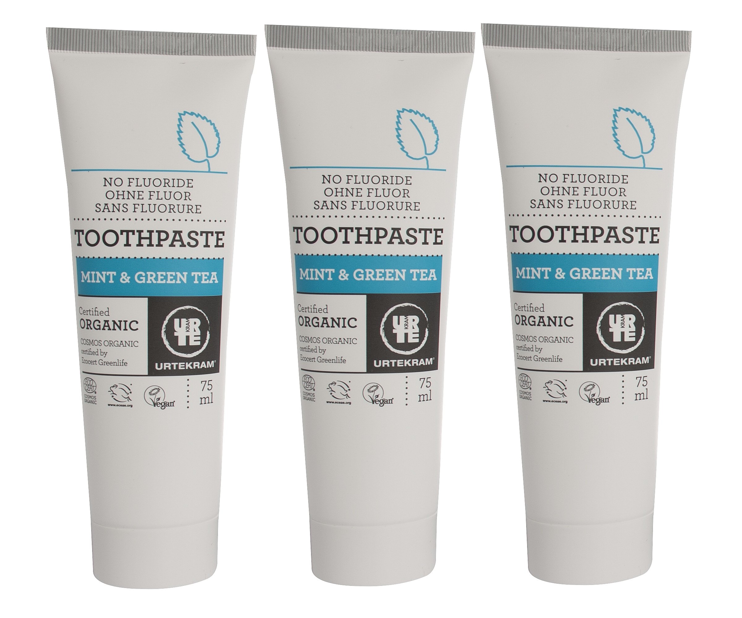 Urtekram Organic Mint & Green Tea Toothpaste 75ml (Pack of 3) : Amazon ...