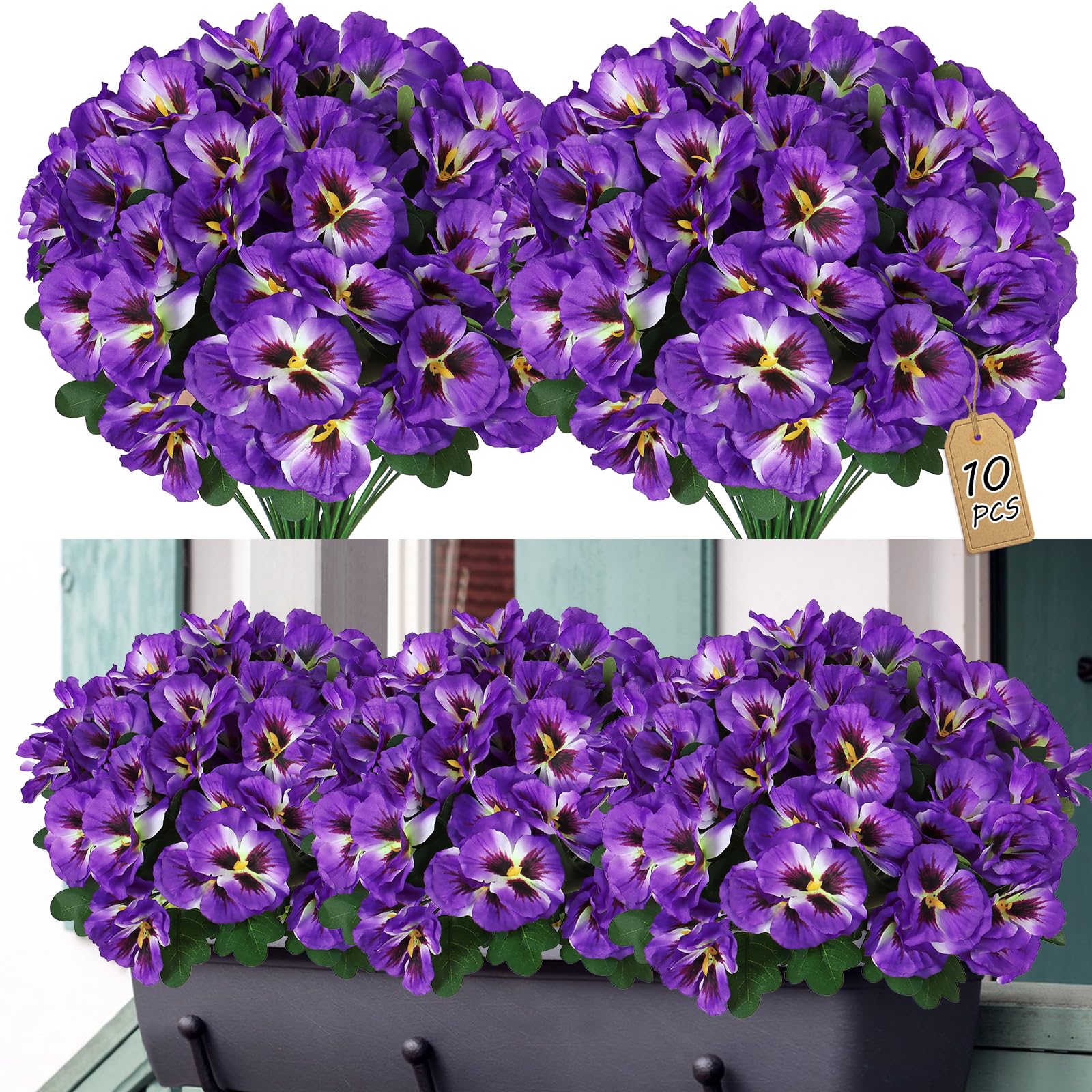 Amazon.com: SOMYTING Artificial Pansies Flowers Outdoor 10 Bundles Faux ...