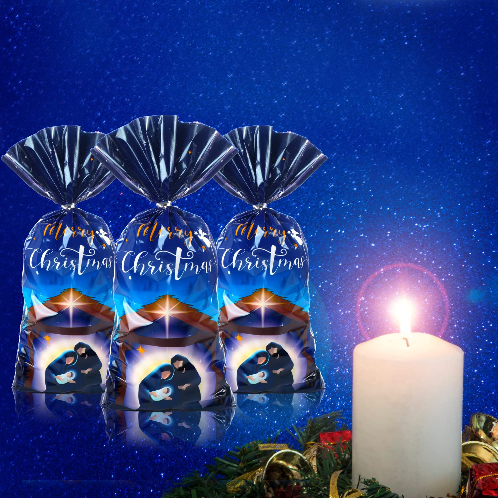 Snapklik.com : 100 Pack Holy Nativity Cellophane Gift Bag Religious ...