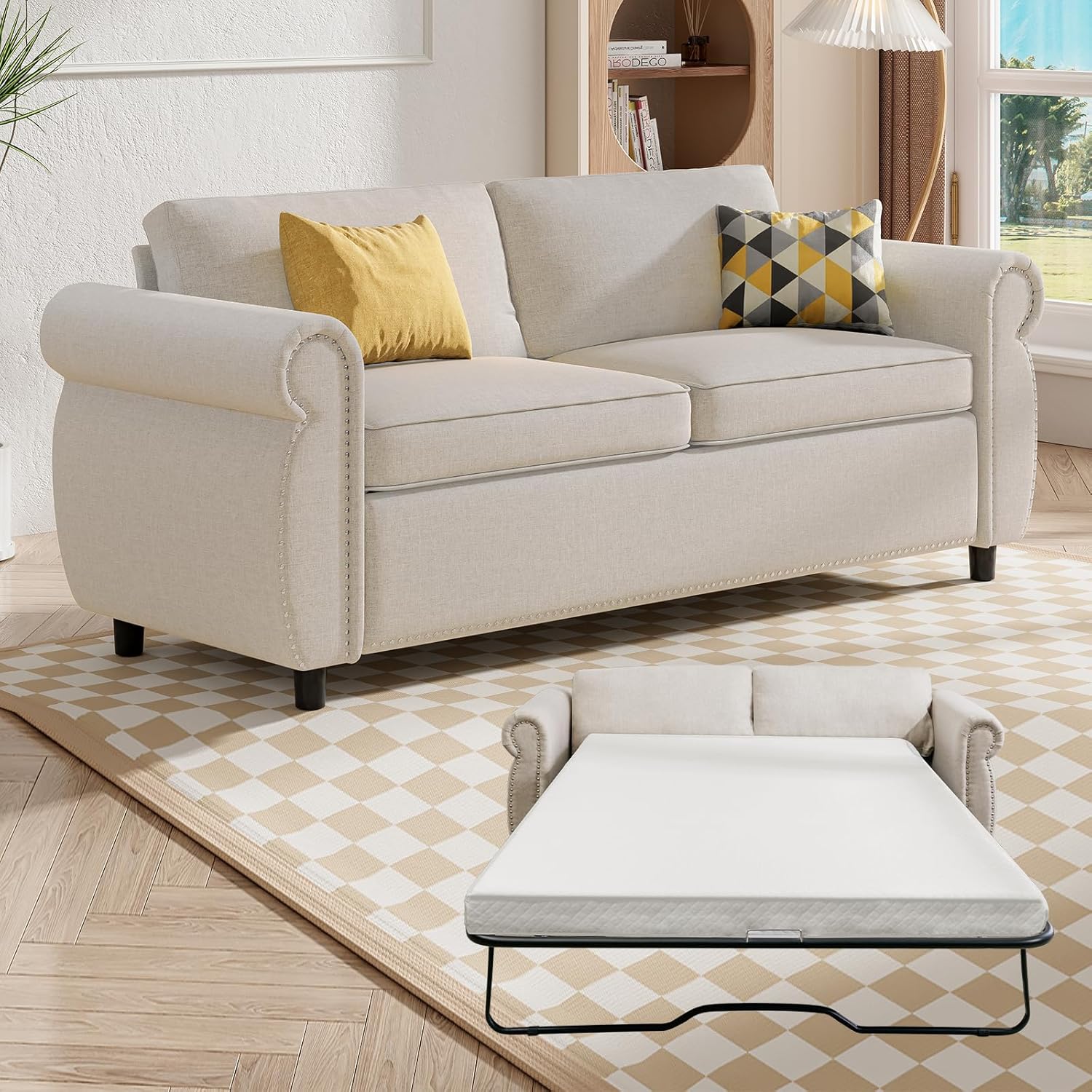 Amazon.com: BALUS Full Pull Out Sofa Bed, 2 in 1 Convertible Pull Out ...