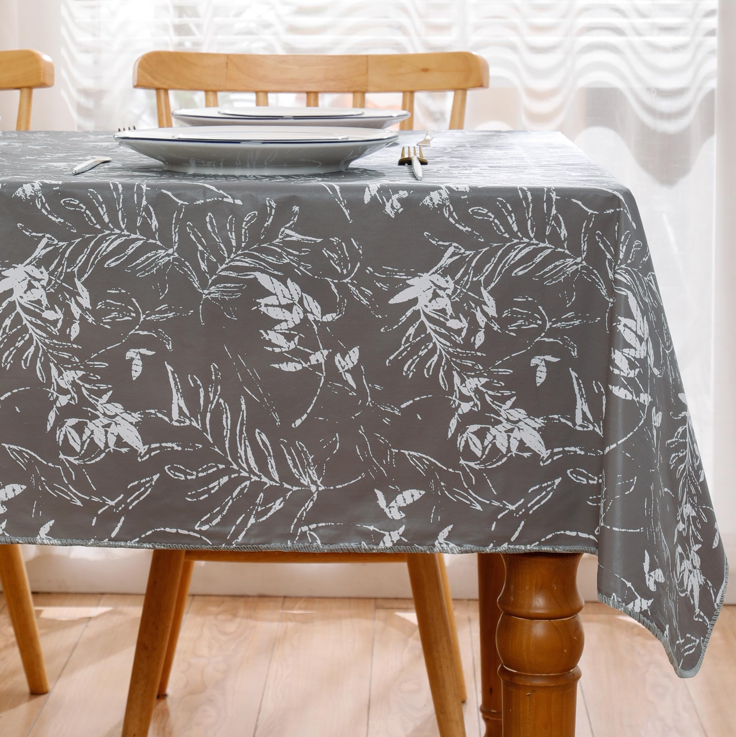 Amazon.com: Heavy Duty Vinyl Tablecloth with Flannel Backing Waterproof ...