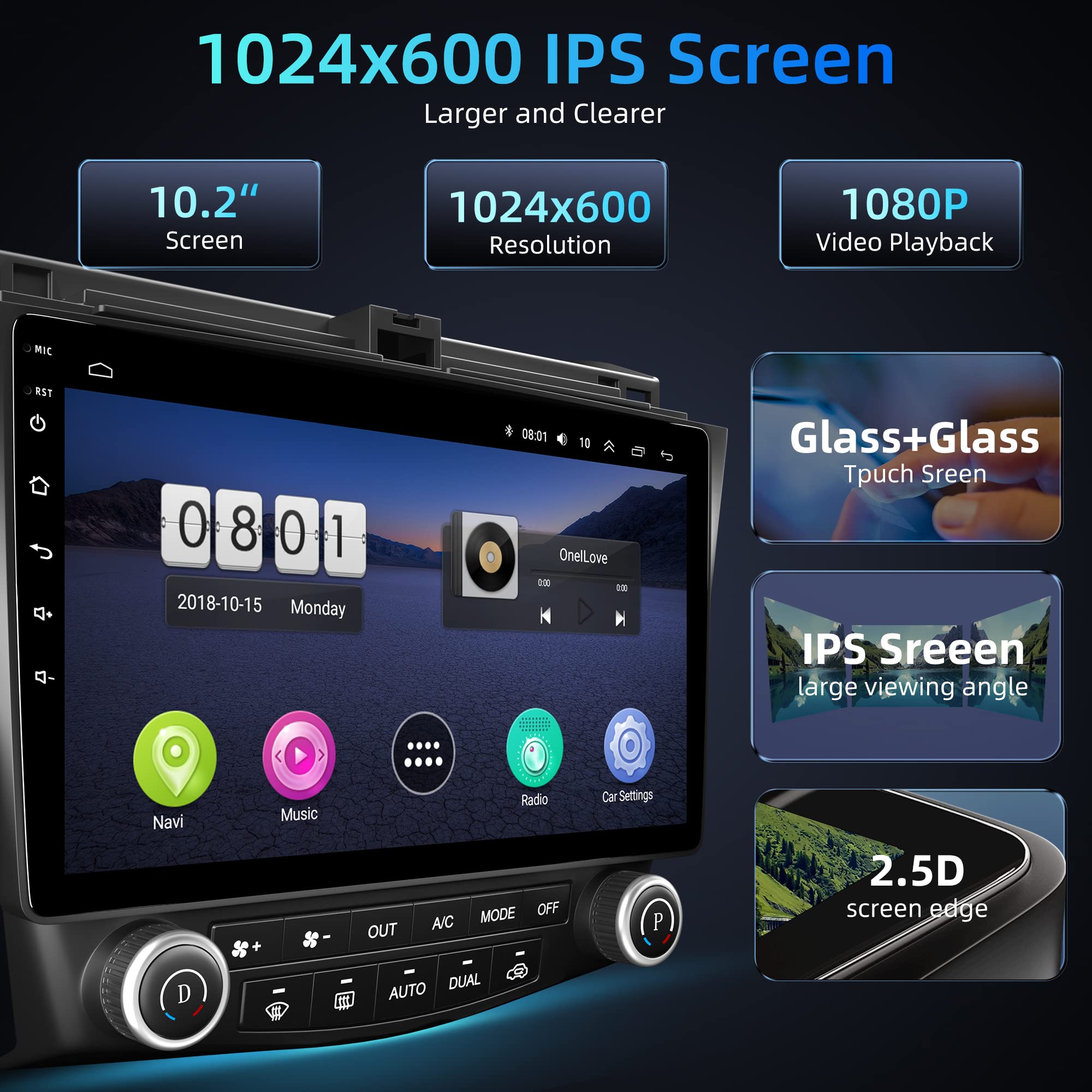 Android 12 for Hondas Accord Car Stereo Radio 2G RAM+32G ROM for 2003 ...