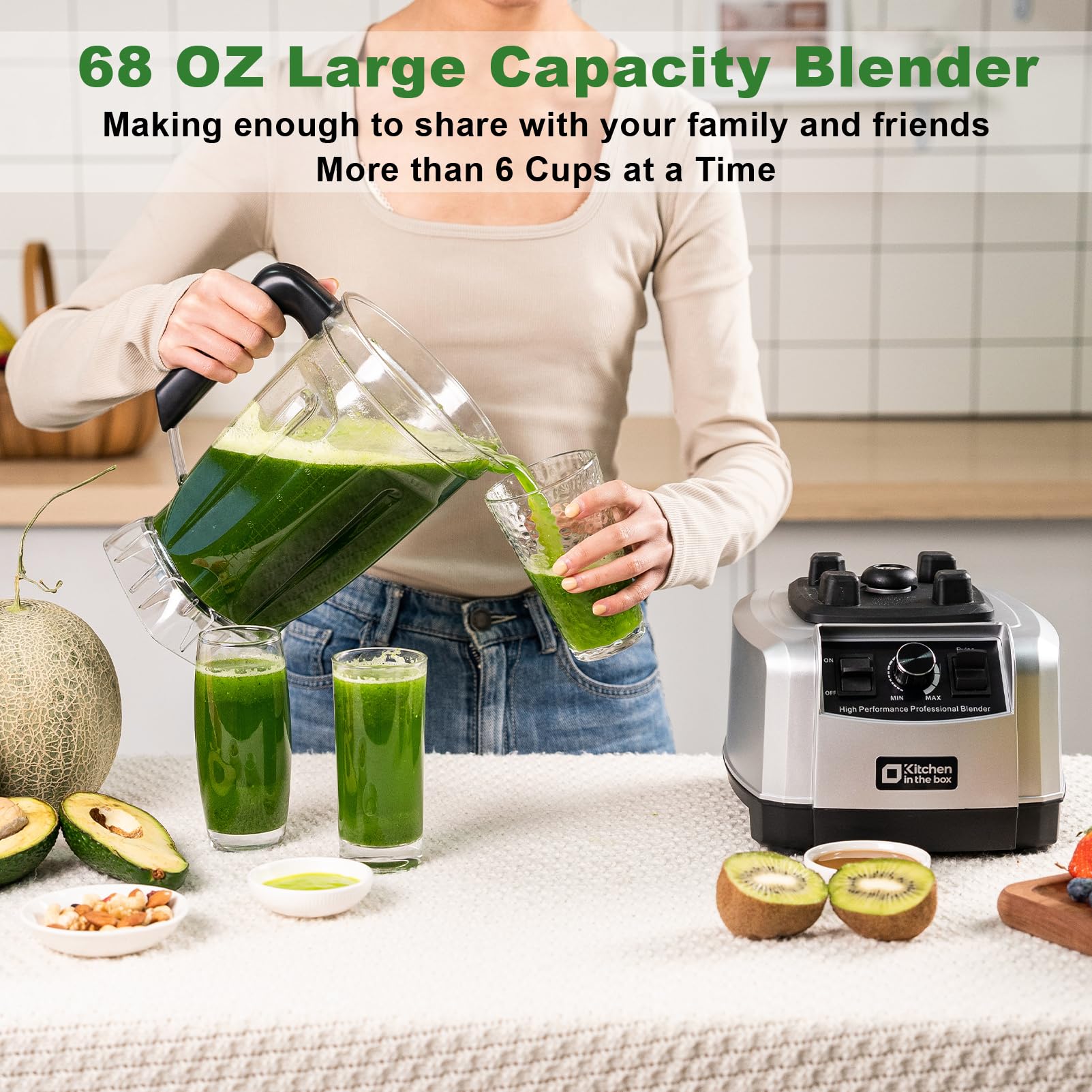 Kitchen in the box Blender 68 OZ, 1500 Watt Professional Smoothie ...