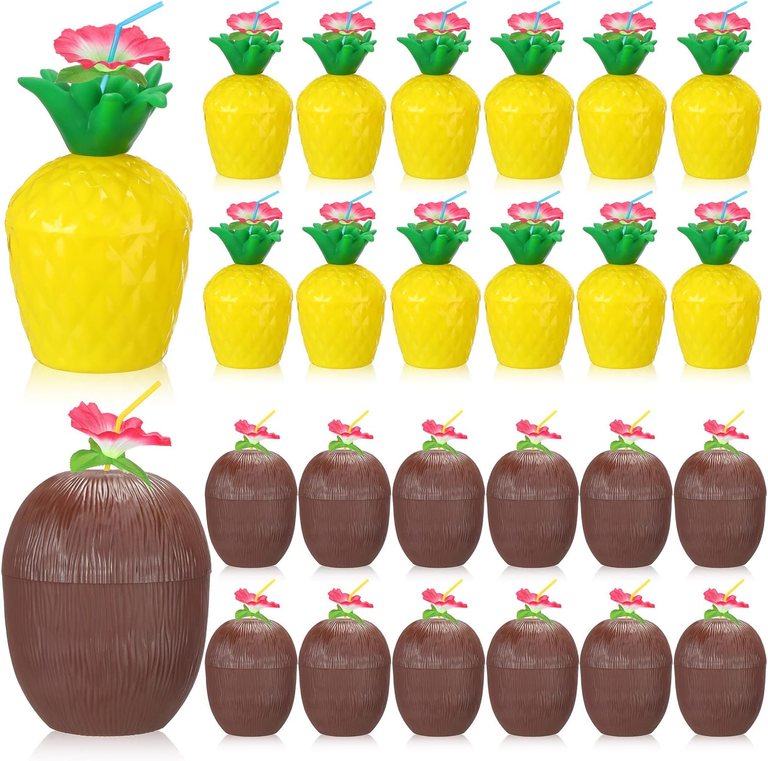 Amazon.com: 48 Pieces Tropical Pineapple Coconut Cups Plastic Hawaii ...