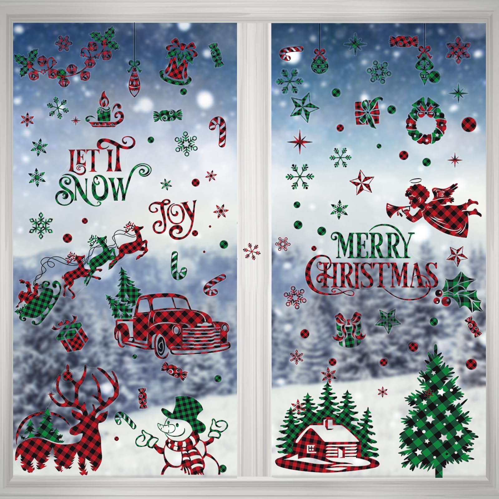 Amazon.com: VEYLIN 400Pcs Large Christmas Window Clings, Snowflake ...