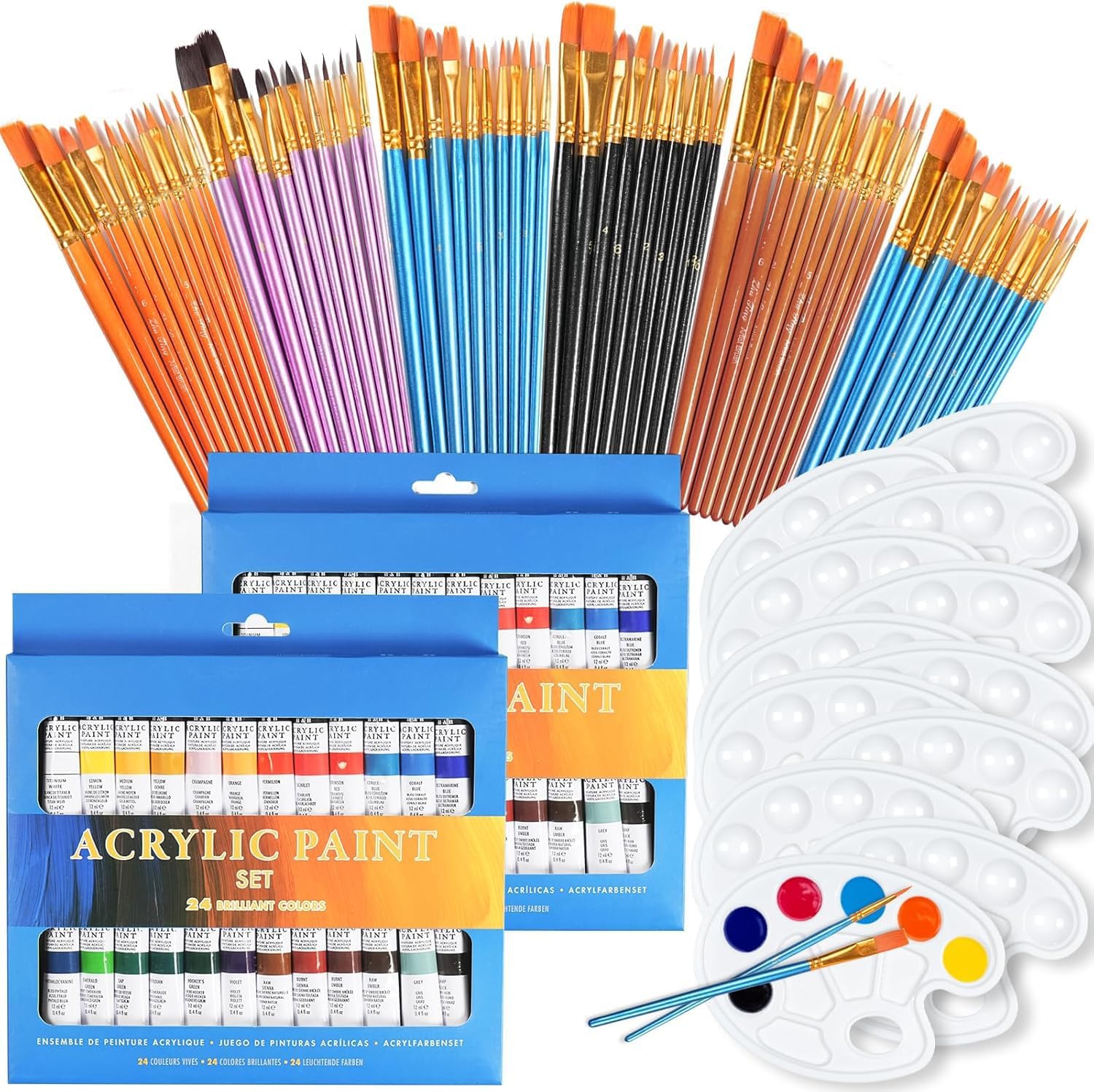 Amazon.com: Acrylic Paint Brushes Set of 15, with Paint Set Included ...