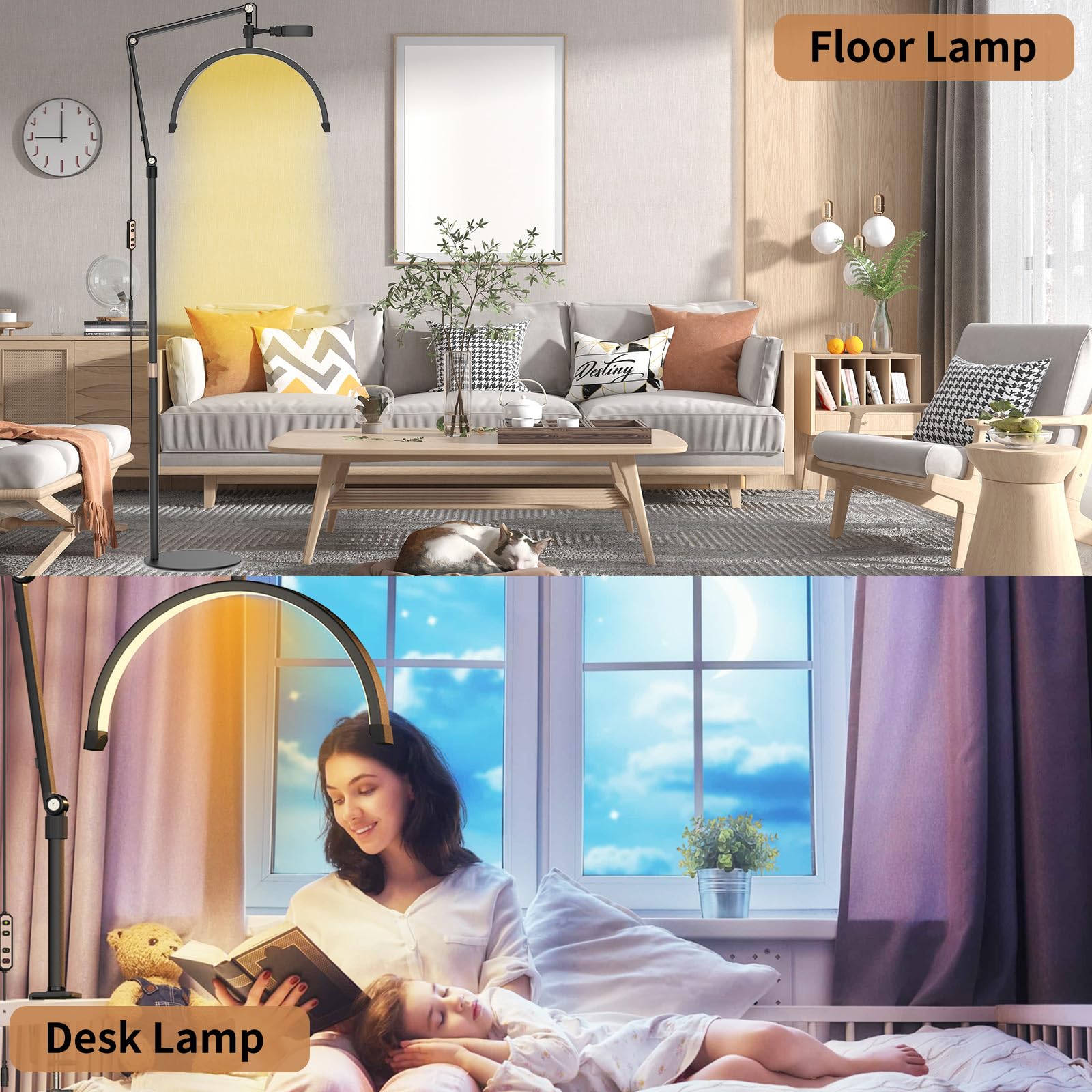 TwoWin Half Moon Lash Light, 2 in 1 Upgraded LED Lash Light Desk Lamp ...