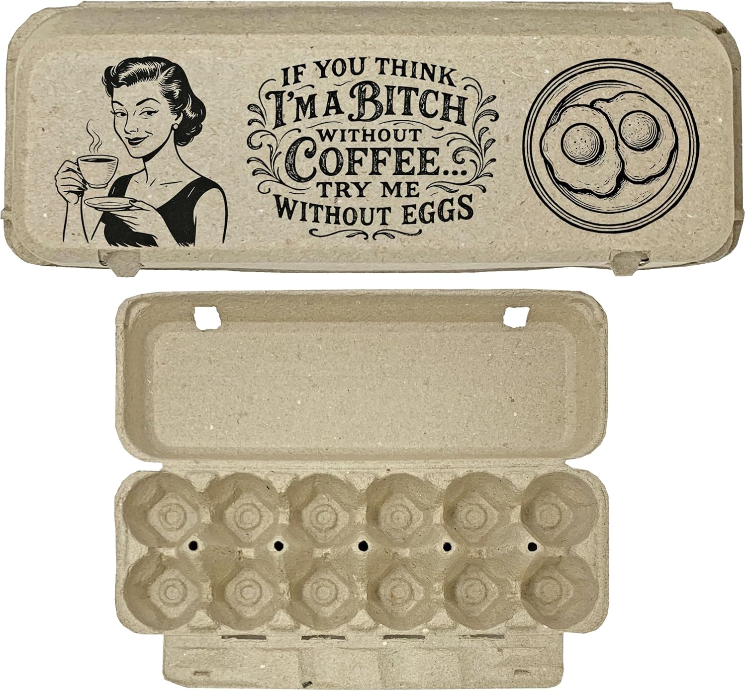 Amazon.com: Eggspress Yourself Funny Retro Egg Carton – “Coffee & Eggs ...