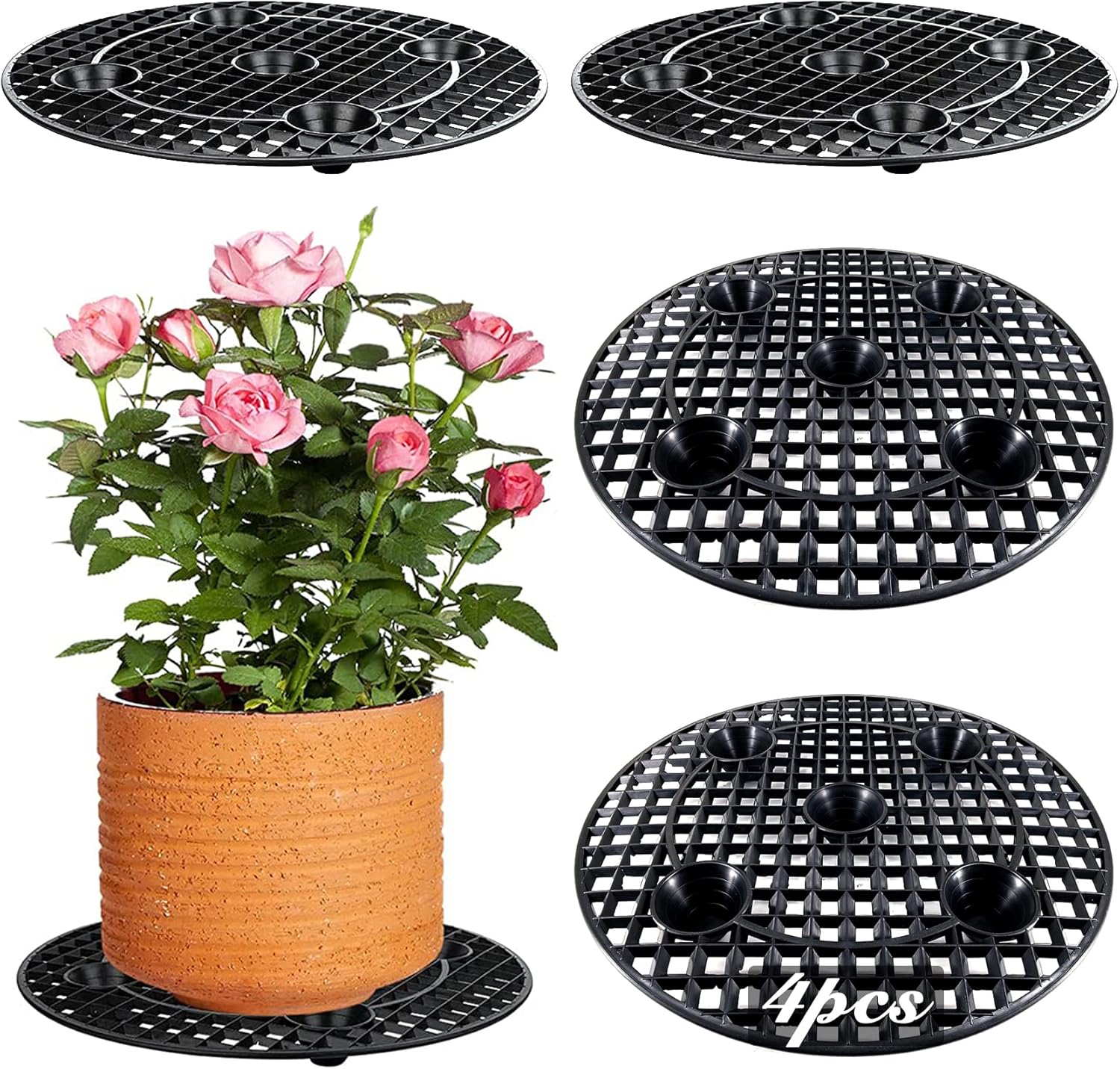 Amazon.com : NA Rovepic 4 Pack Plant Level Pot Elevator Round Potted ...
