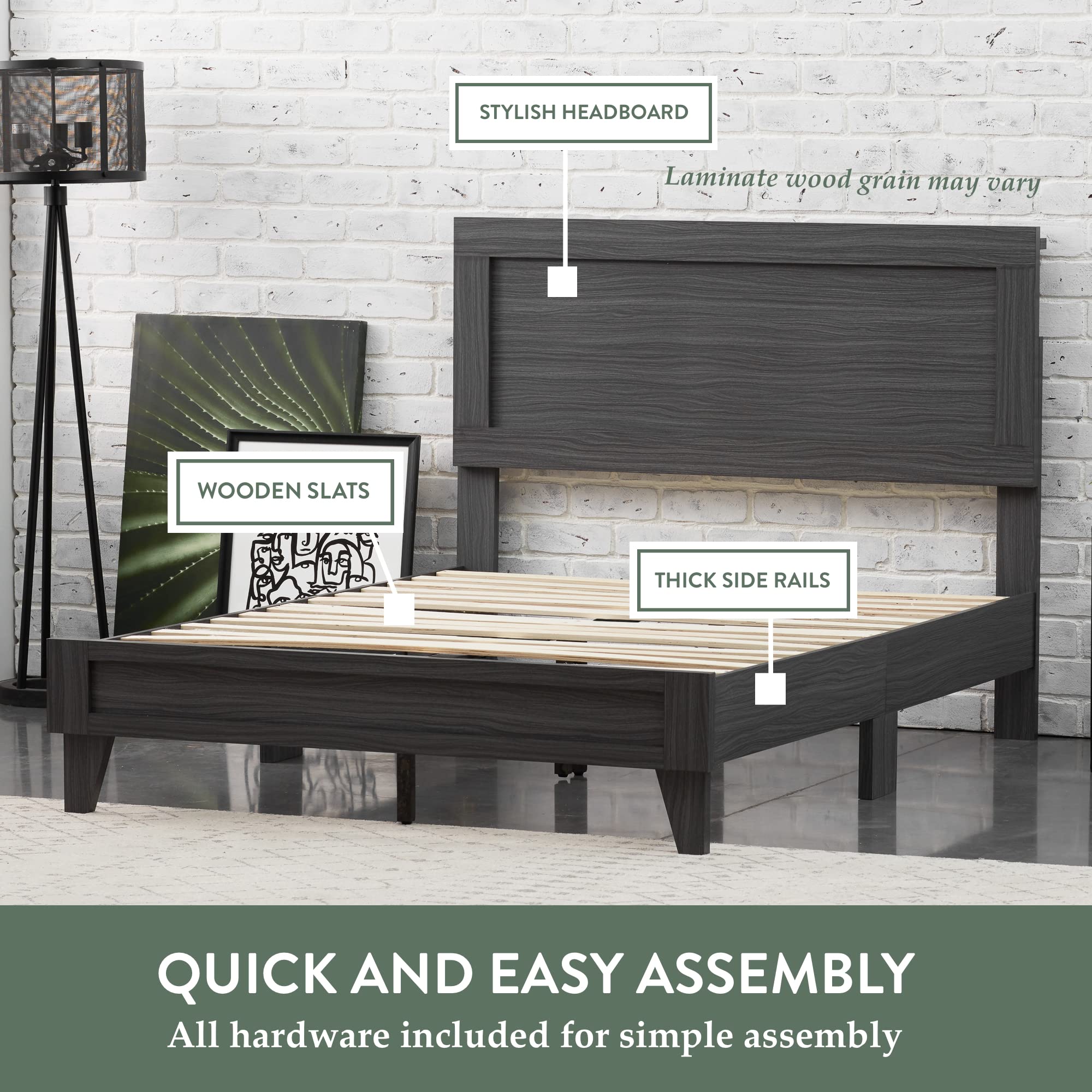 Edenbrook Delta?Full Bed Frame with Headboard No Box Spring Needed ...