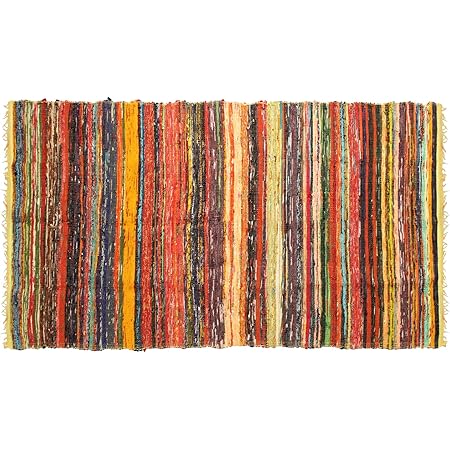 Amazon.com: Ekakshx Multi Color Chindi Rag Rug 4X6' | Hand Woven Rug ...