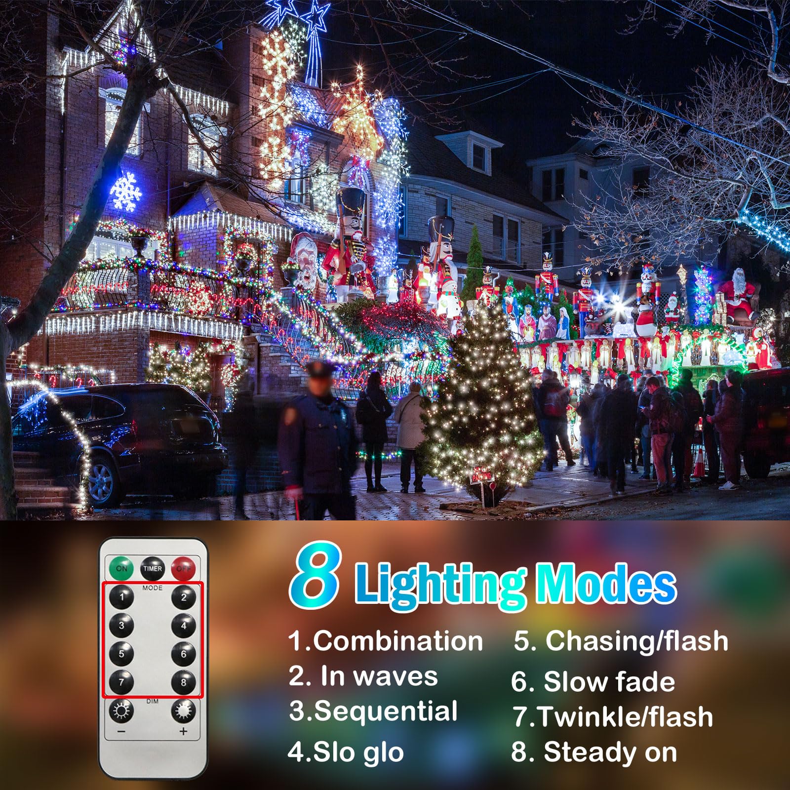 410FT Outdoor Christmas Lights 1200 LED Christmas Lights with 8 Modes ...