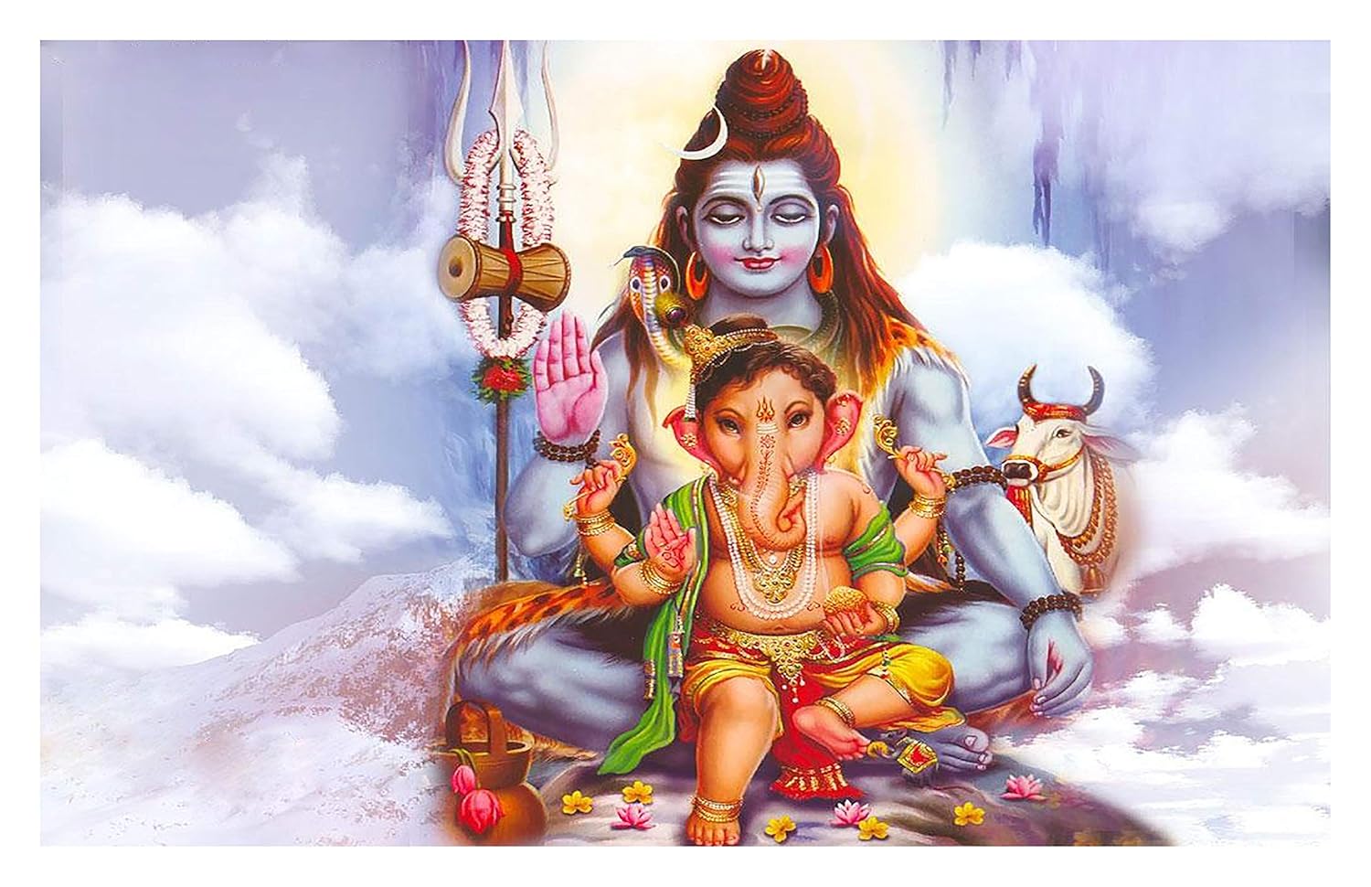 BALDAU PRINTS God Shiva | shiv ji photo Wall Poster For Room (Gloss Laminated, 12X18 Inch, 300 ...
