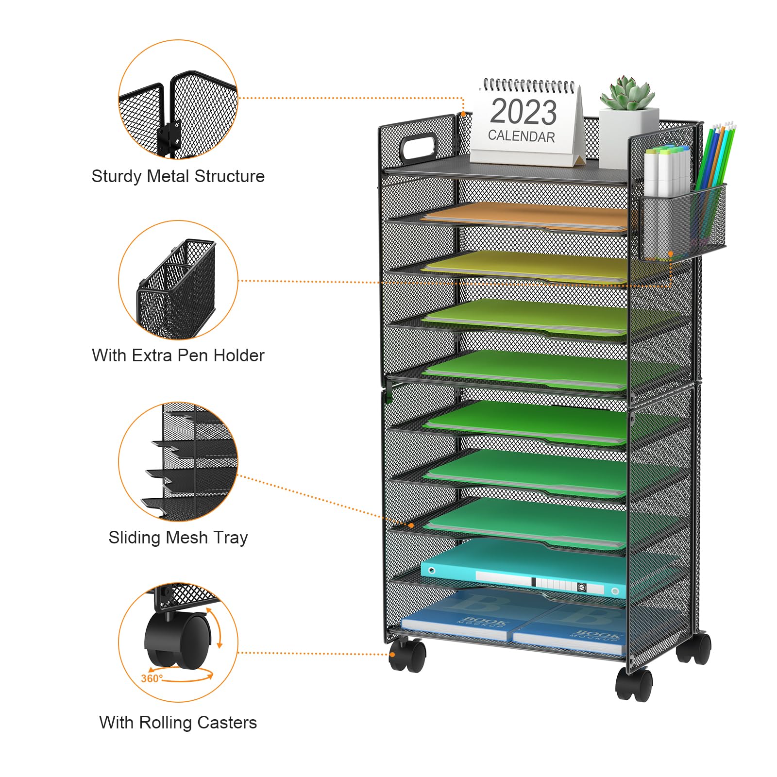 Snapklik.com : Samstar 10 Tier File Organizer Beside Desk, Rolling File ...