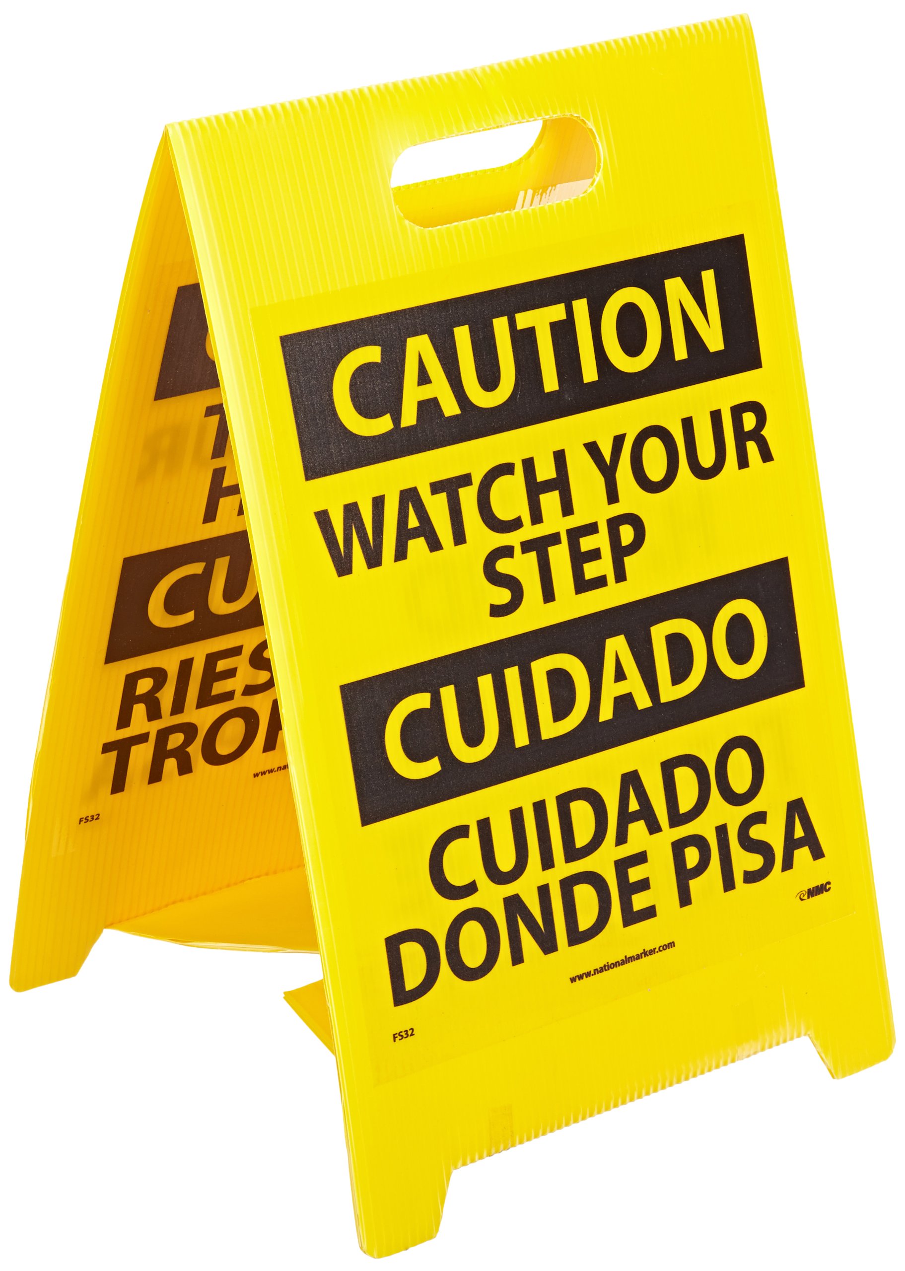 Snapklik.com : NMC FS32 Bilingual Double Sided Floor Sign, Legend "CAUTION