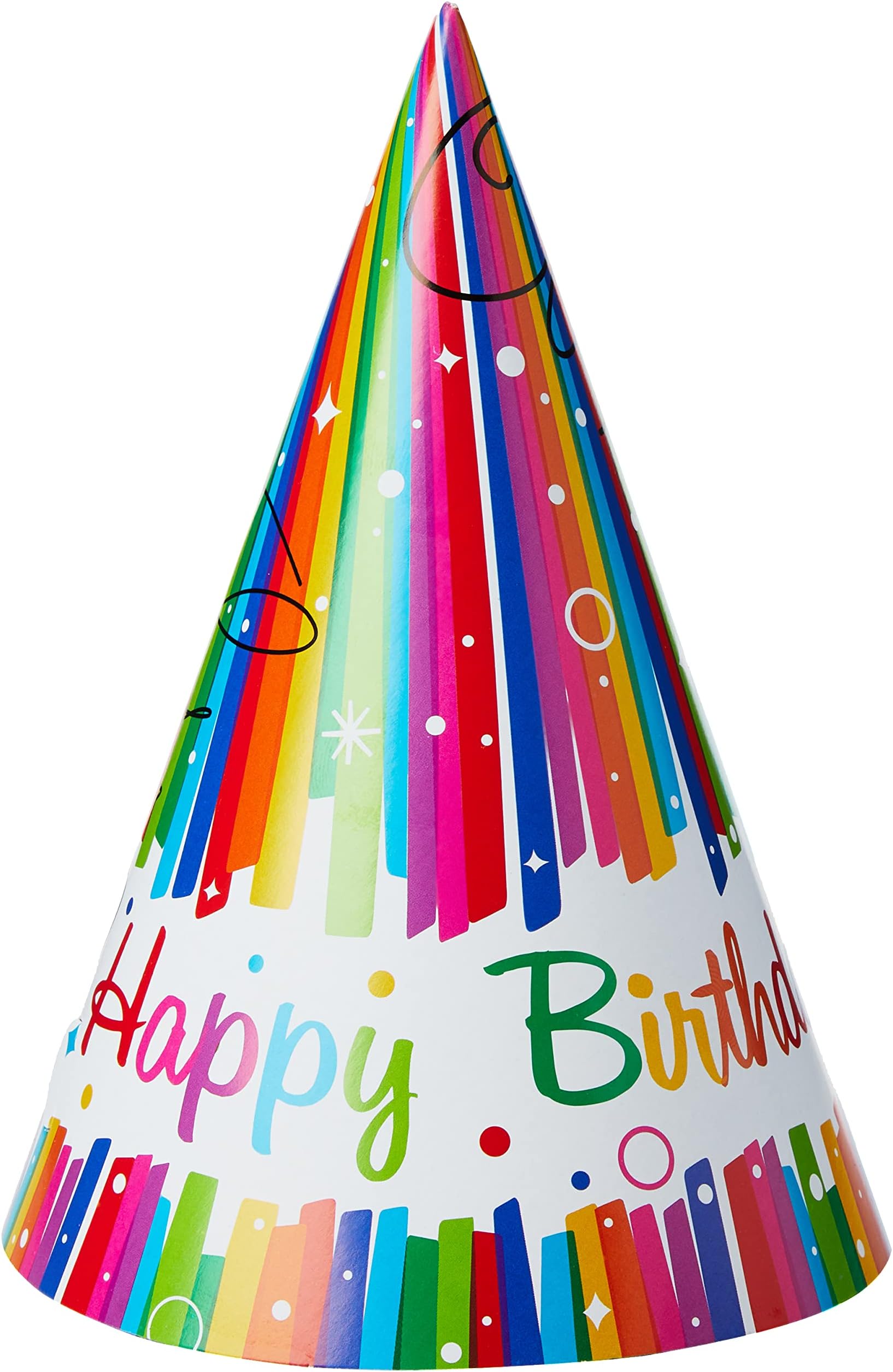Amazon.com: Multicolor Rainbow Ribbons Birthday Paper Party Hats (Pack ...