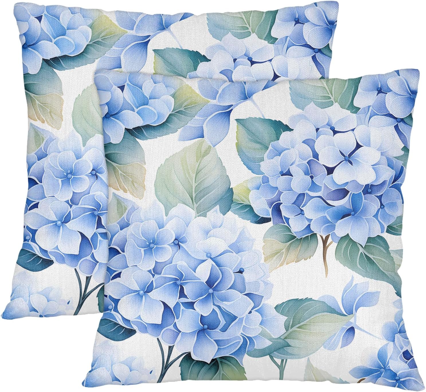 Amazon.com: SiuSue Blue Hydrangea Pillow Covers 18x18 Set of 2 - Summer ...