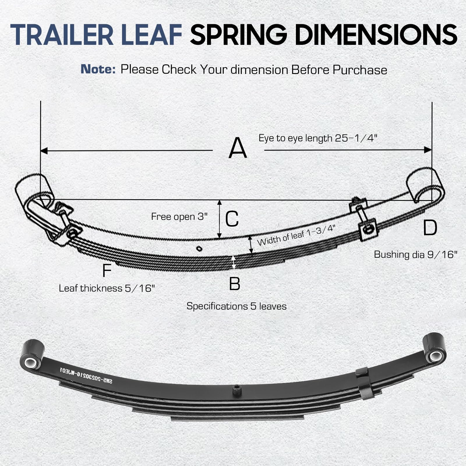 Snapklik.com : Replacement For SW5 5 Pieces Trailer Leaf Spring, 6000LB ...